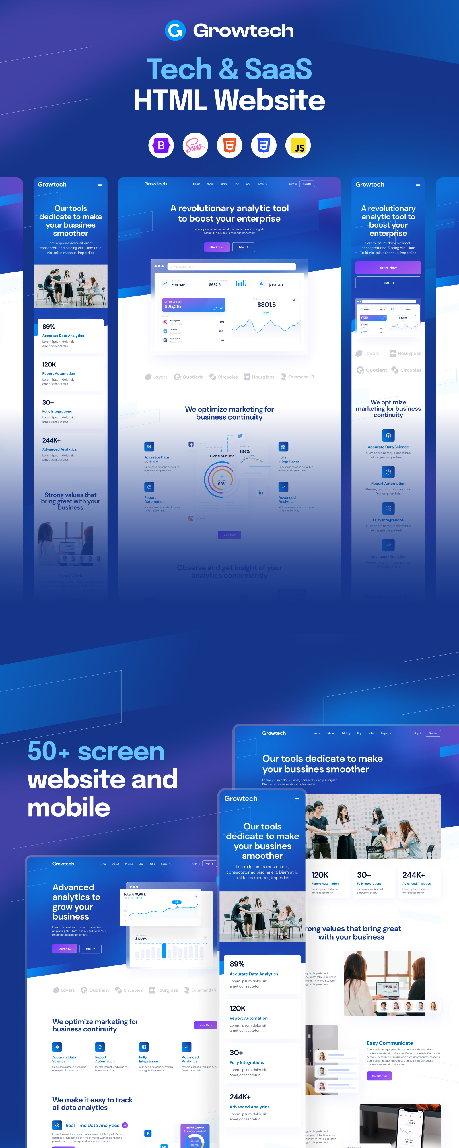 Growtech - Tech & SaaS Coded Website Template