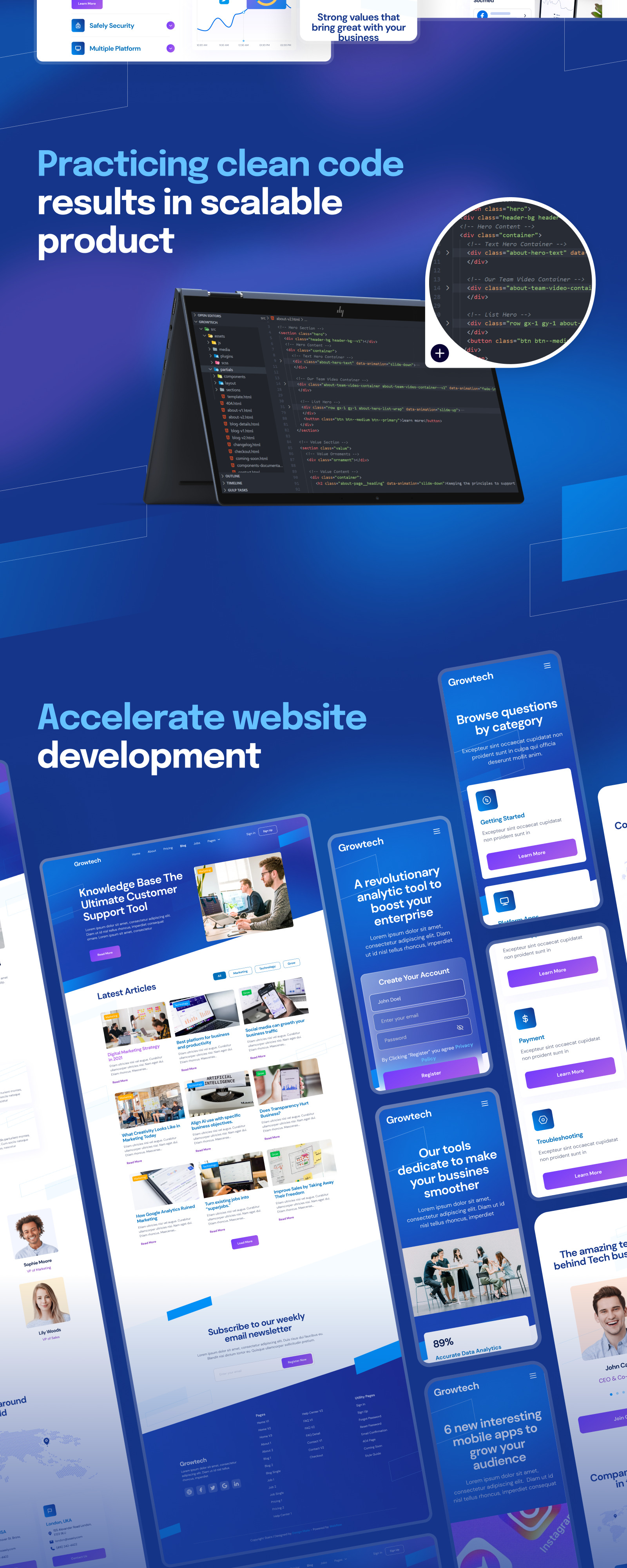 Growtech - Tech & SaaS Coded Website Template