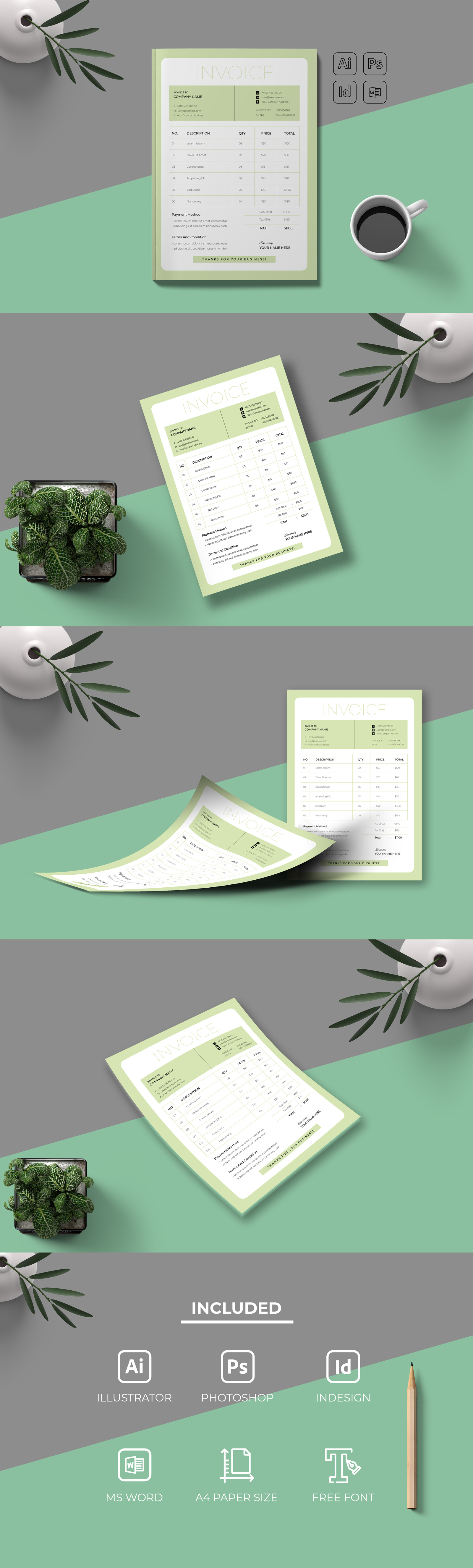 Professional Invoice Template Layout - TemplateMonster