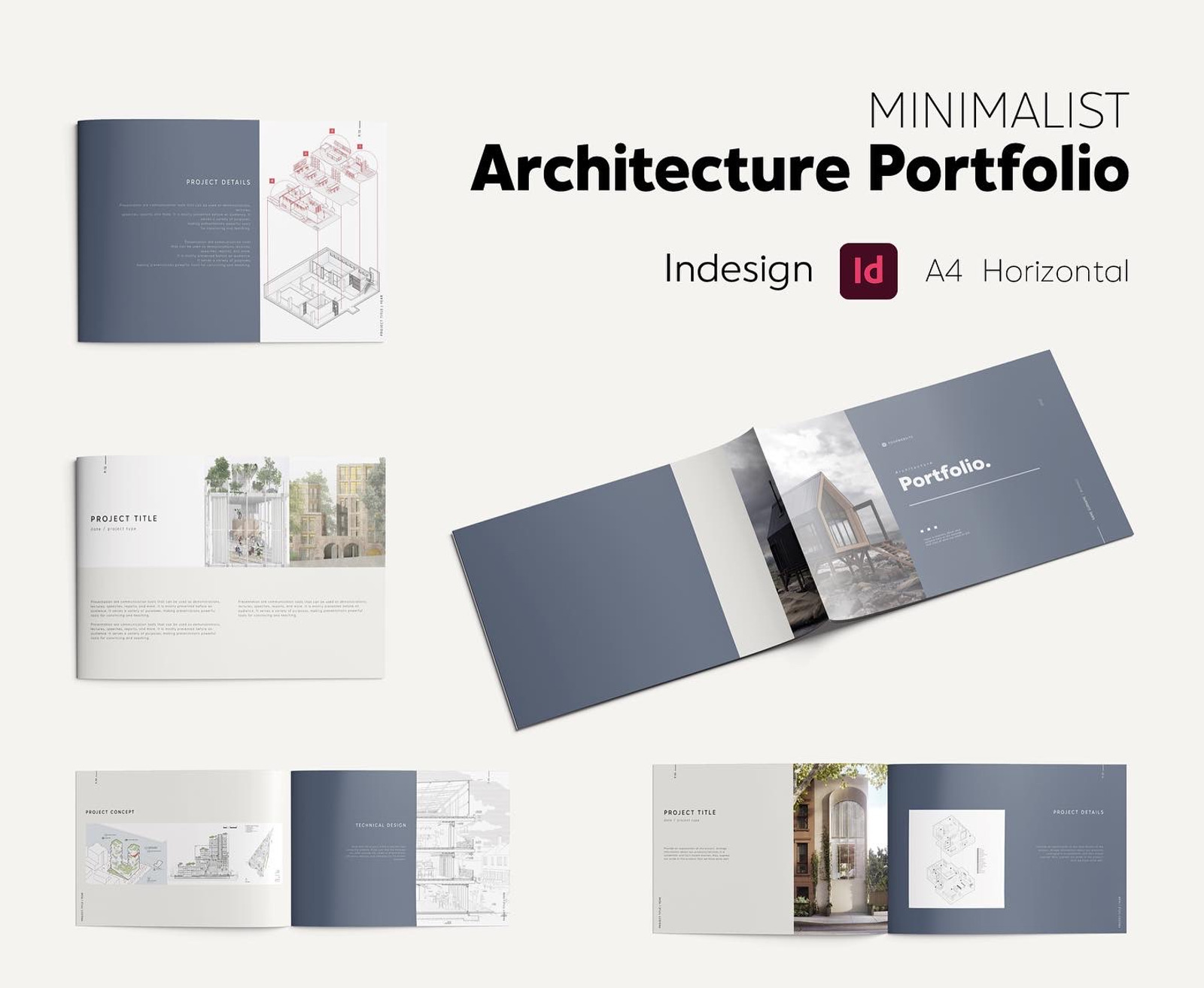 Minimalist Portfolio Template | InDesign Architecture Portfolio Brochure