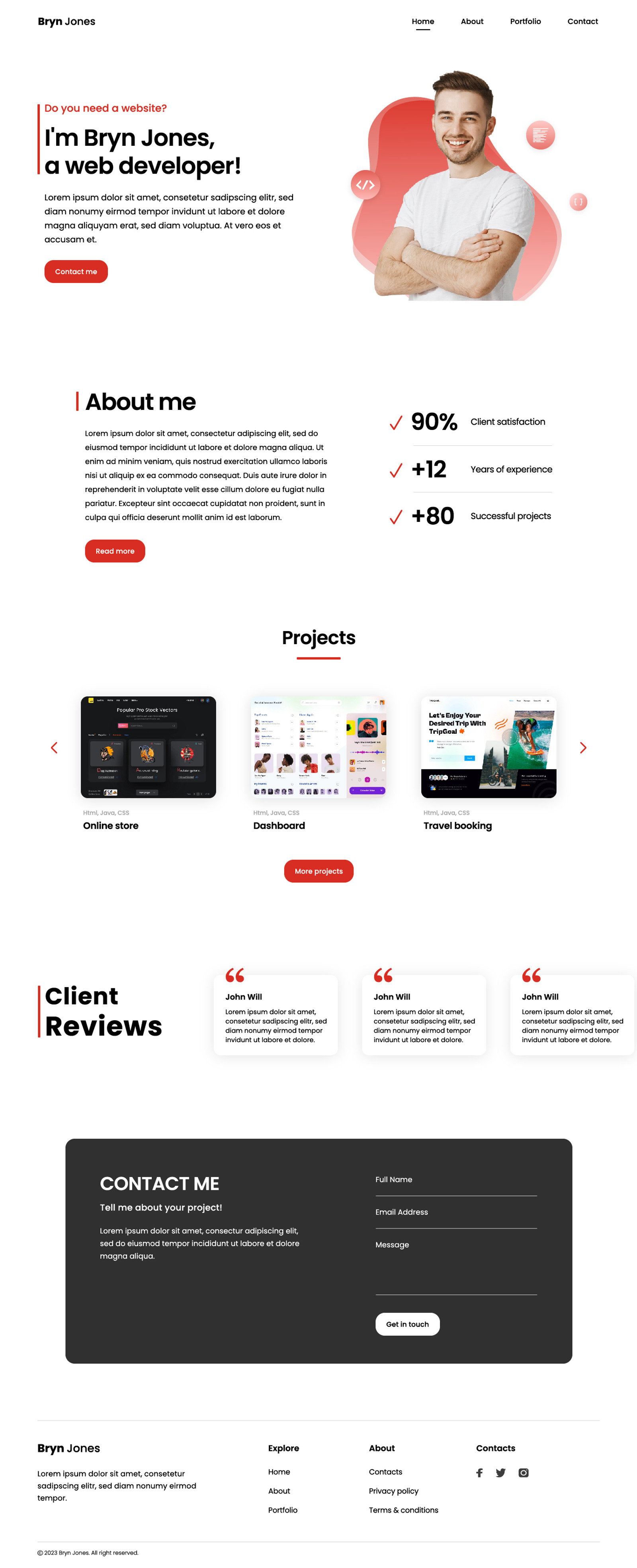Personal Portfolio Website UI Template design