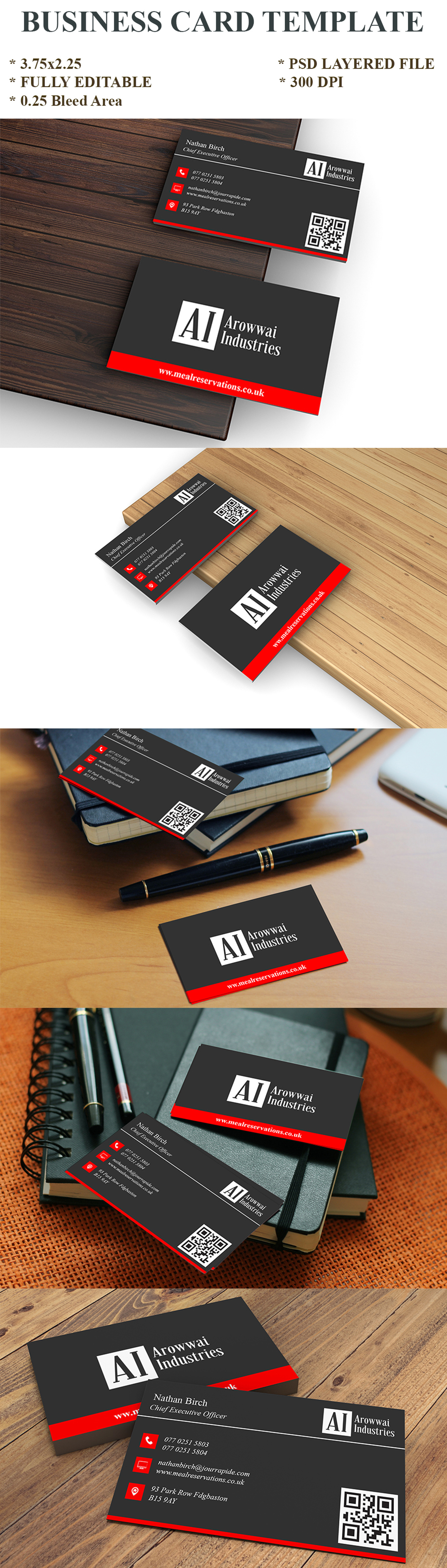 Fully Editable Professional Visiting Card Template