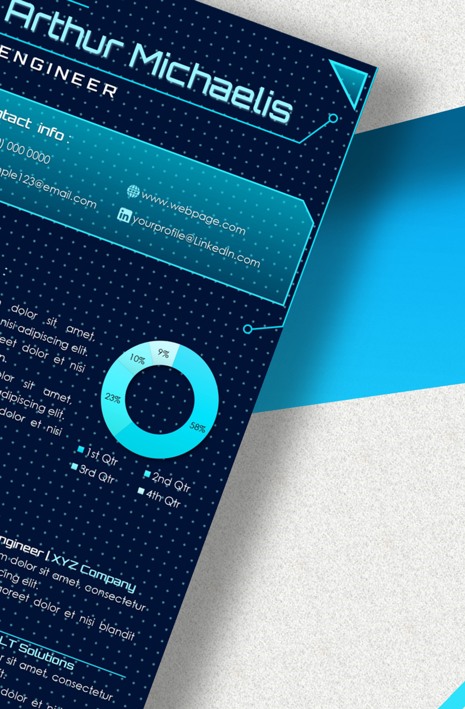 Tech Blue Engineer Printable Resume Template