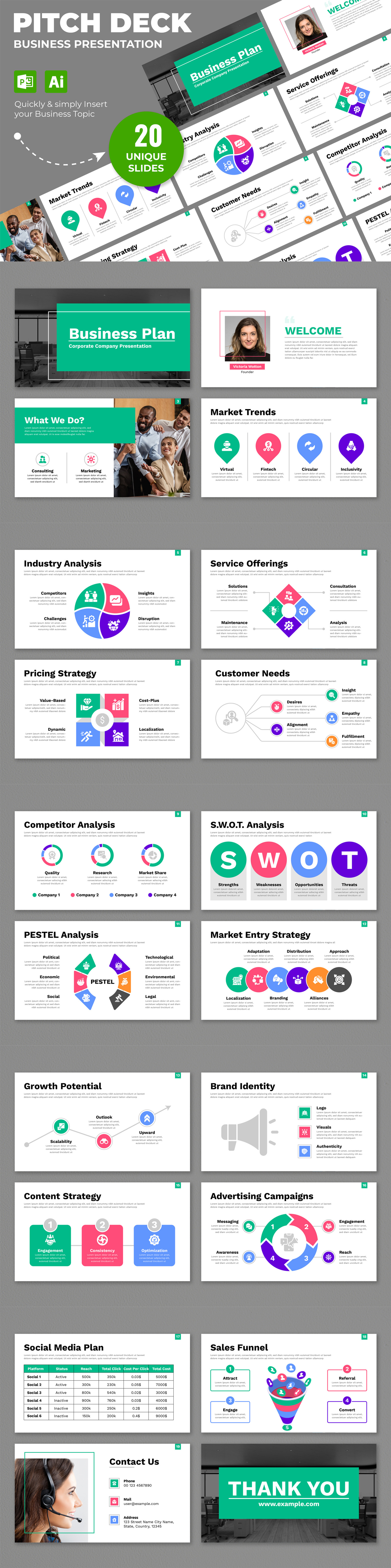 Pitch Deck Business Plan Presentation Template Design