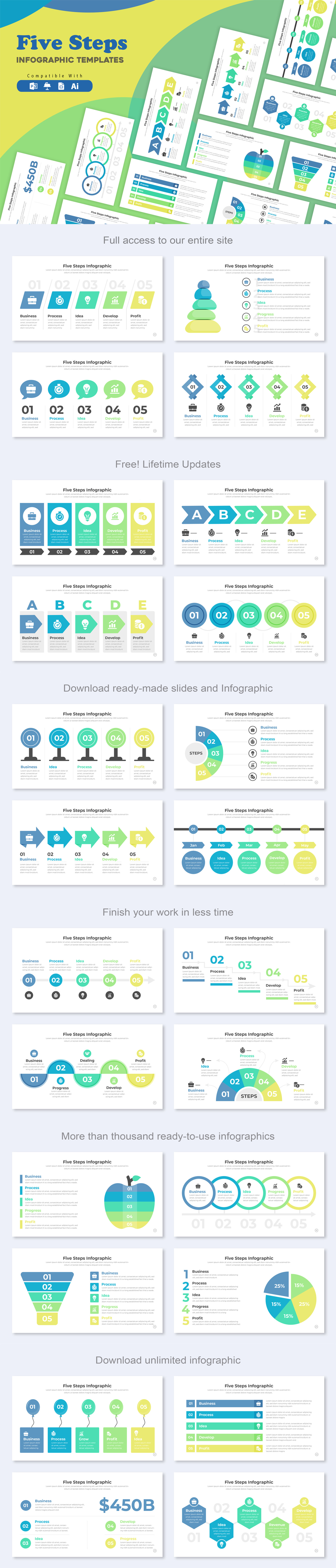 Five Steps Infographic illustrator Layout - TemplateMonster