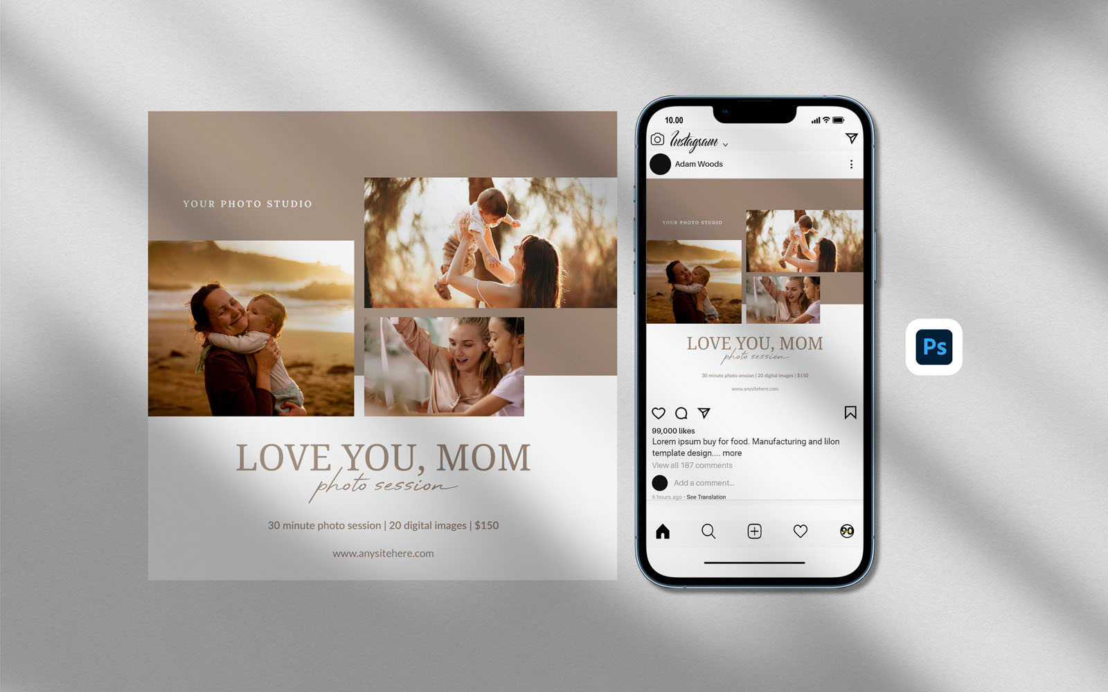 Love You Mom Mini sessions Instagram Template