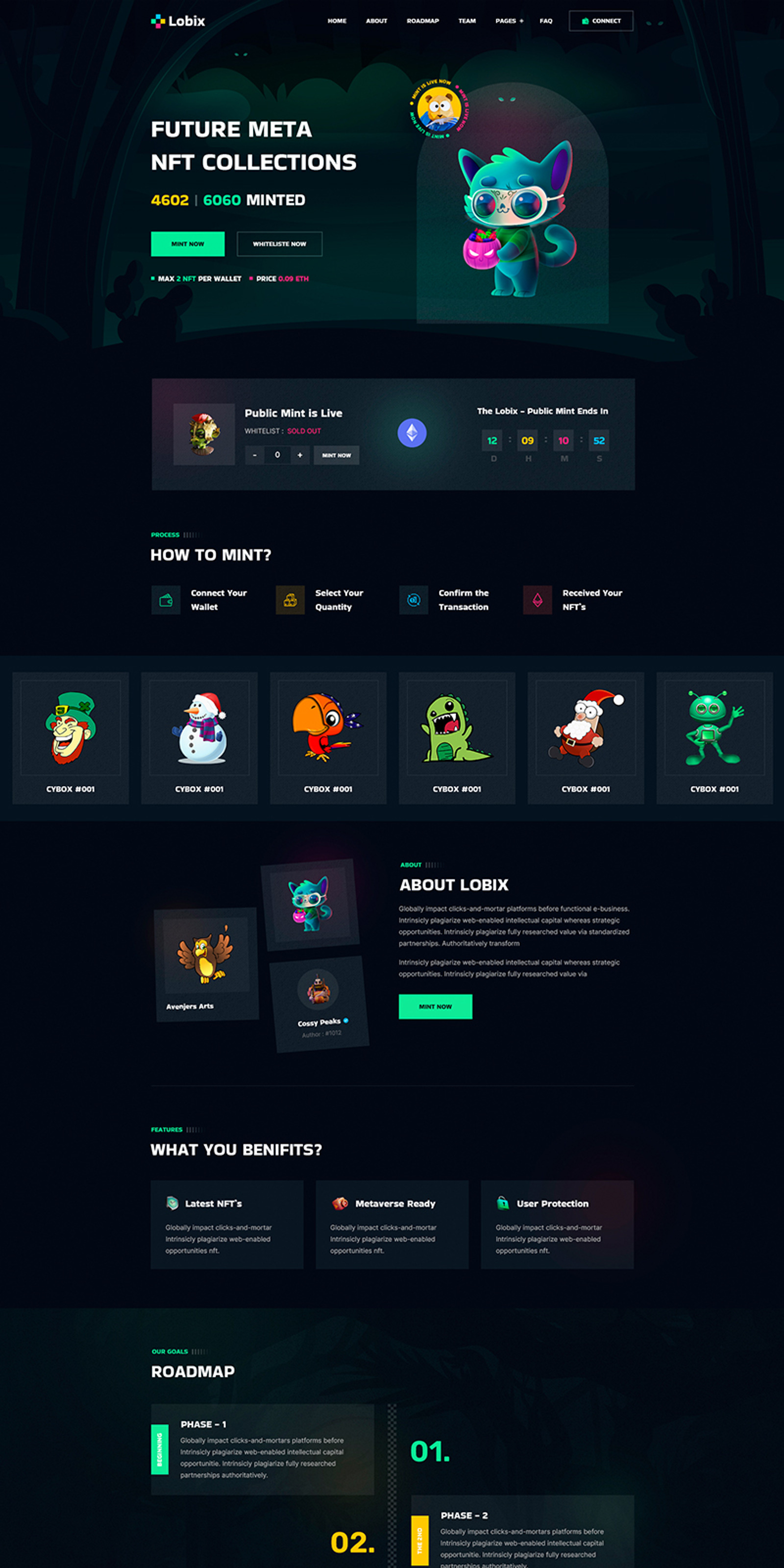 Lobix - NFT Portfolio PSD Template #383700 - TemplateMonster