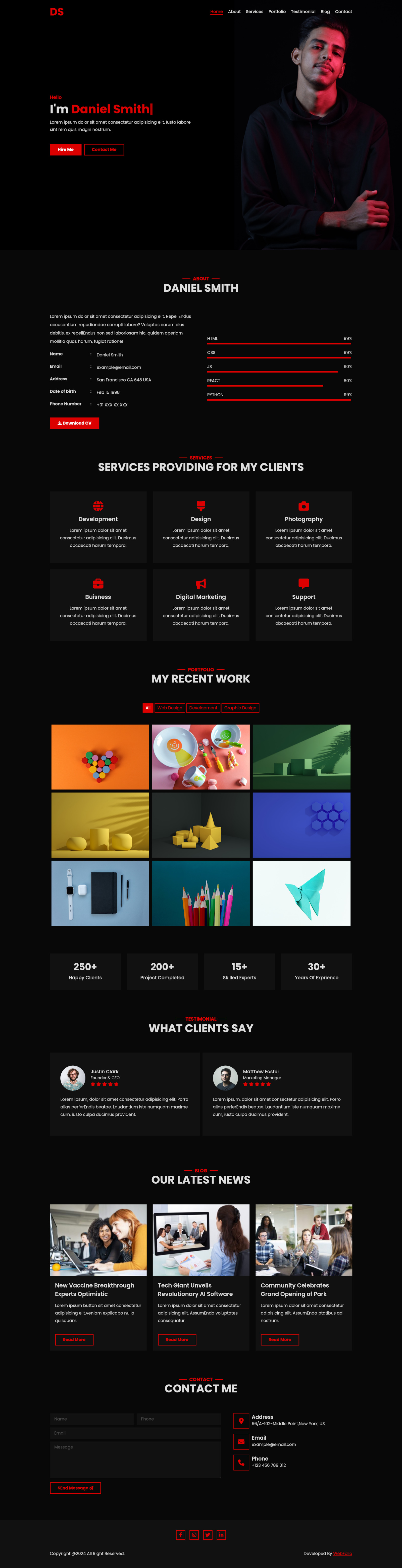 Daniel Personal Portfolio Template #363199 - TemplateMonster