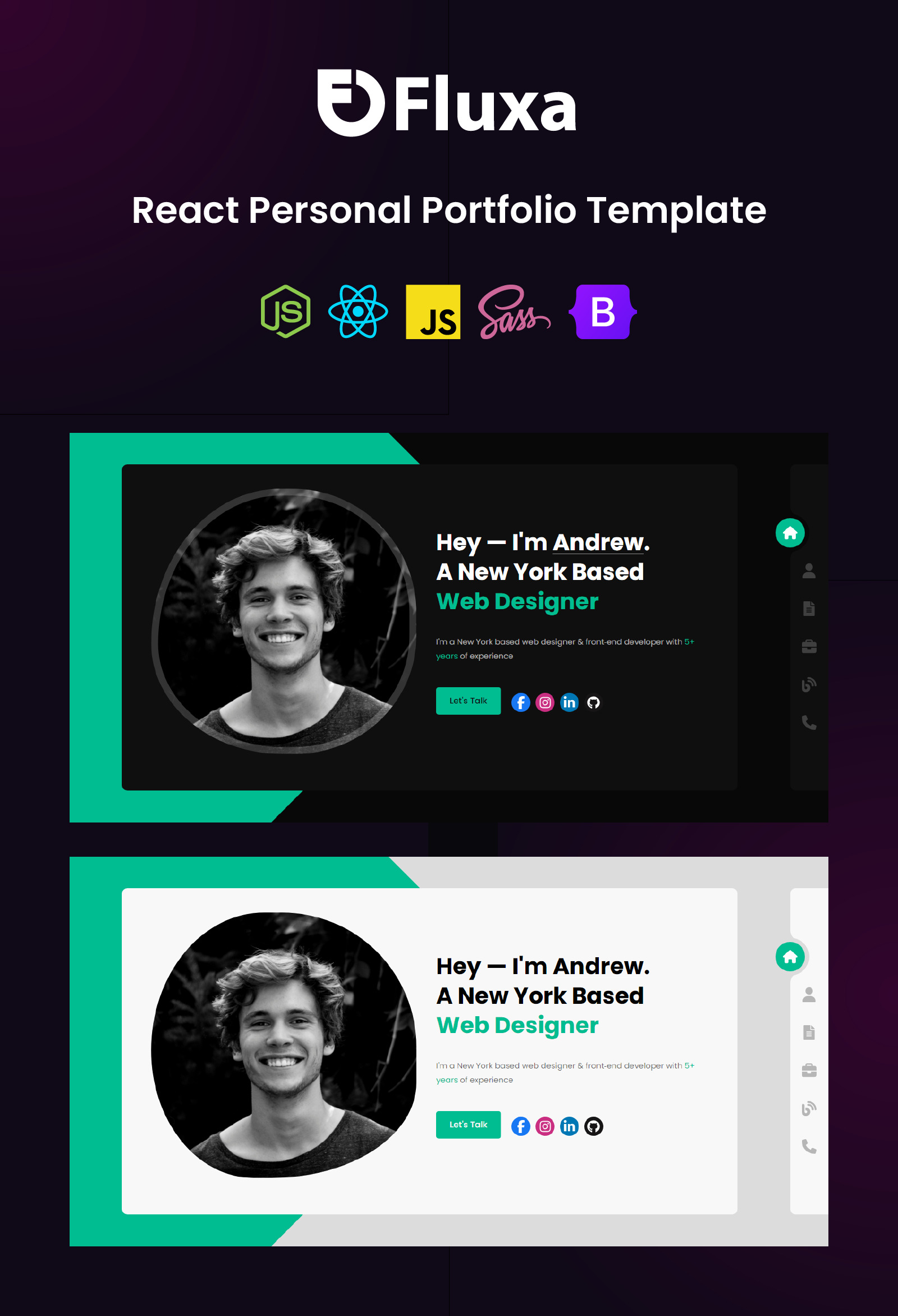 Fluxa - React Personal Portfolio Template - TemplateMonster