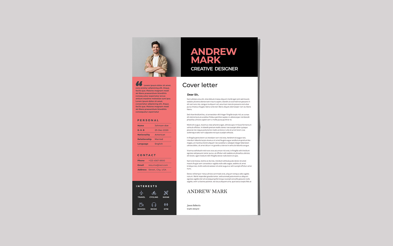 Cover And Cv Bundle Psd Template #376322 - TemplateMonster