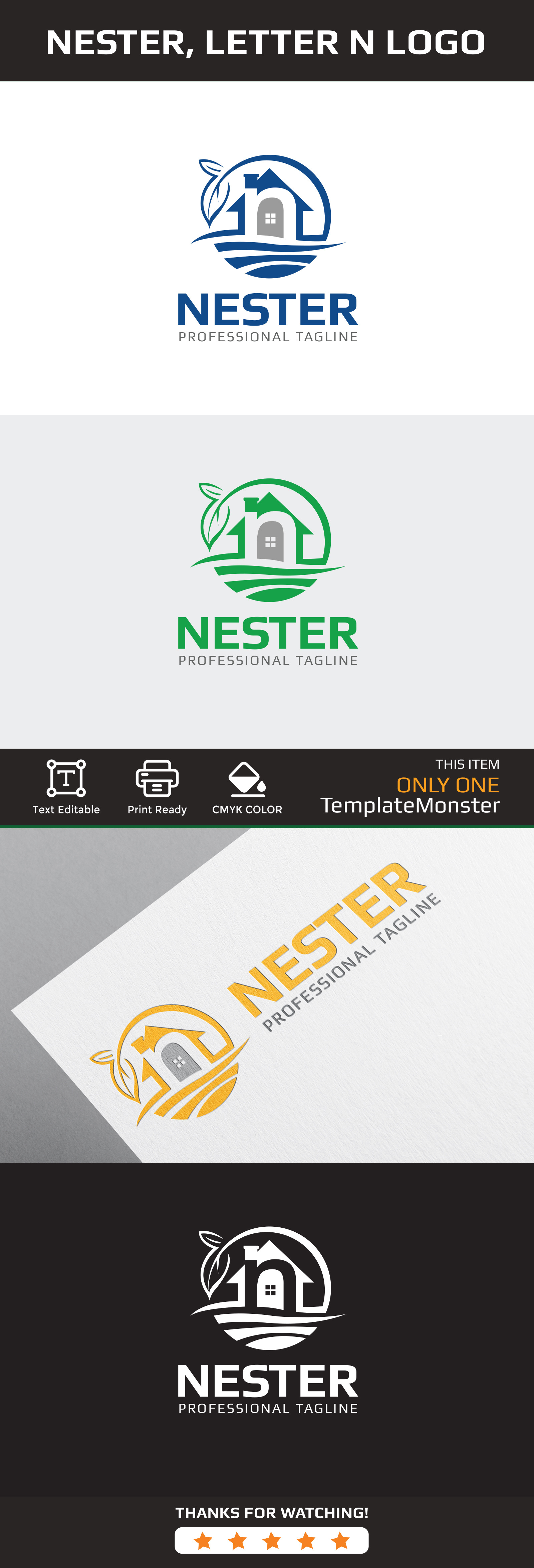 Nester, Letter N, House and Property Logo - TemplateMonster
