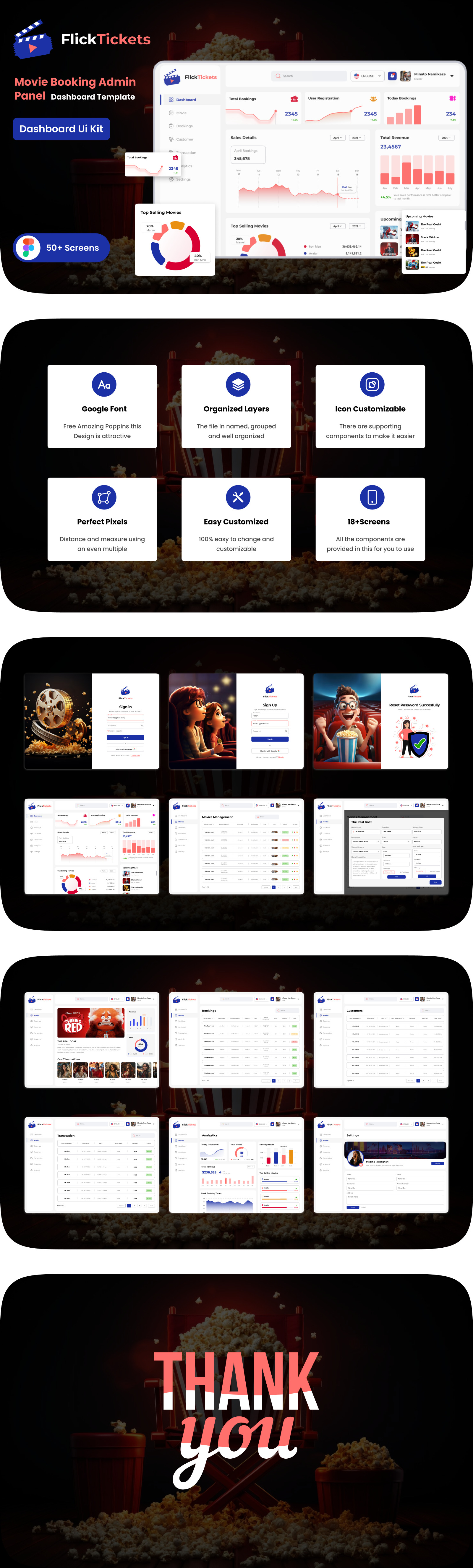FilckTicket | Movie Tickets Booking | Admin Dashboard UI Template