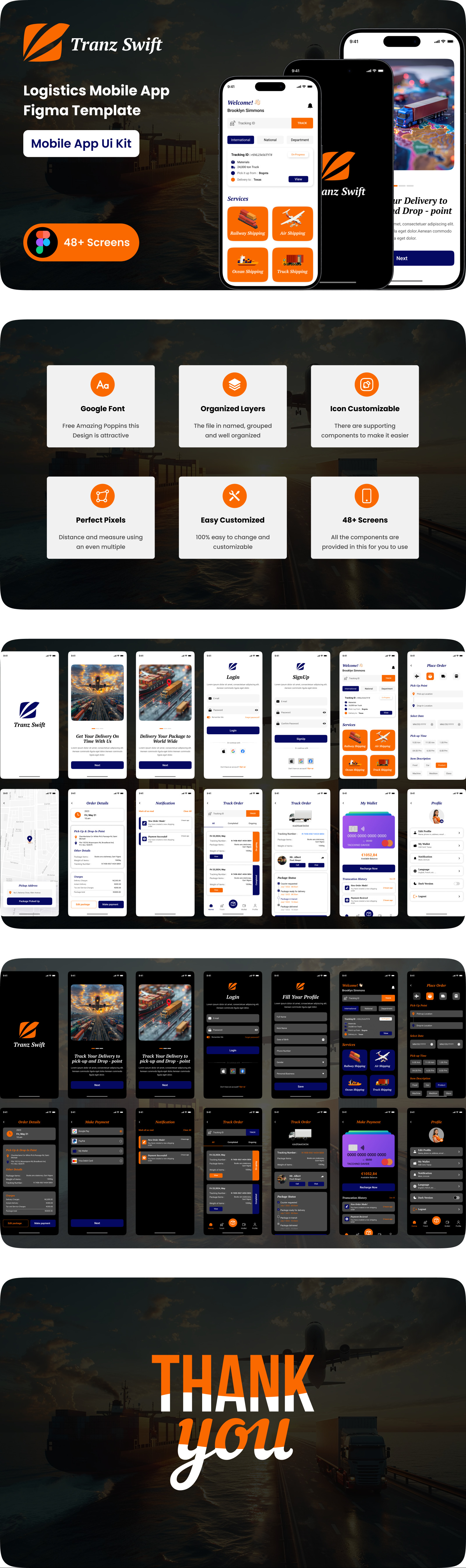 Tranz Swift - Logistics Mobile App UI Template