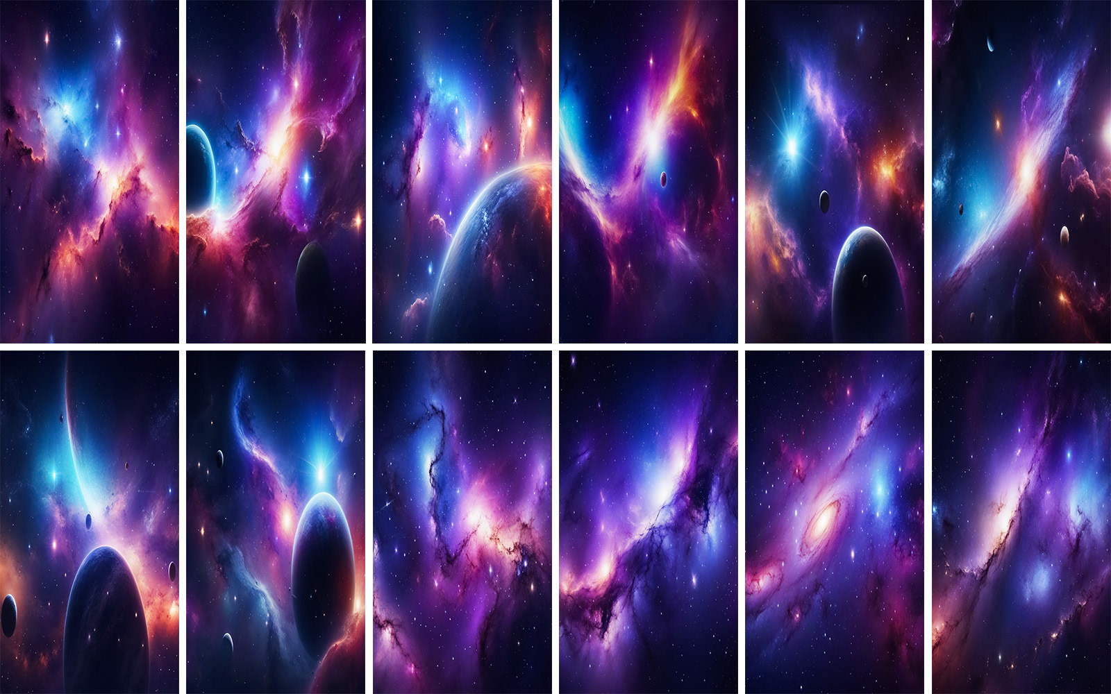 Collection Of 12 Space Galaxy Background High Quality Template