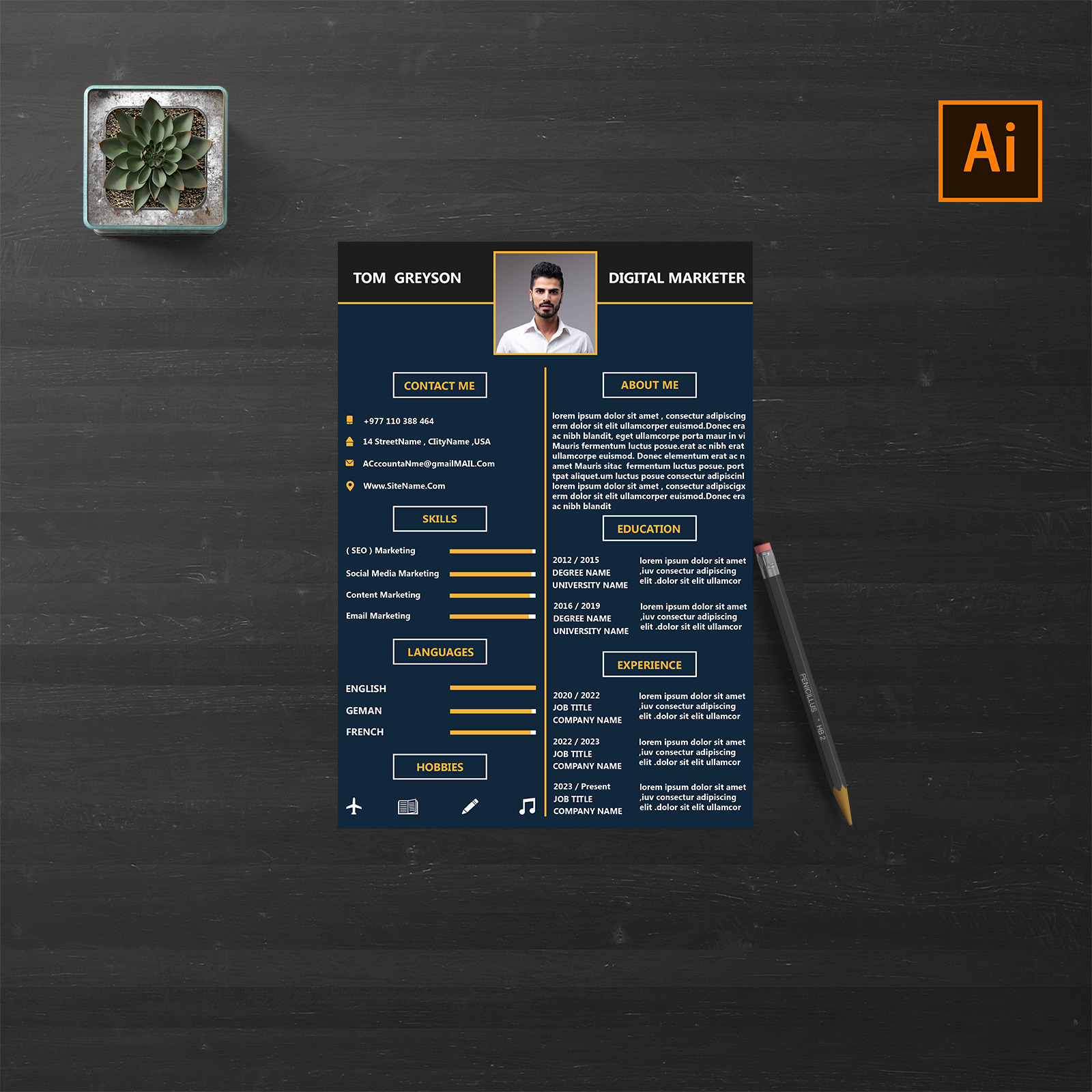 Free Digital Marketer CV Template #434287 - TemplateMonster