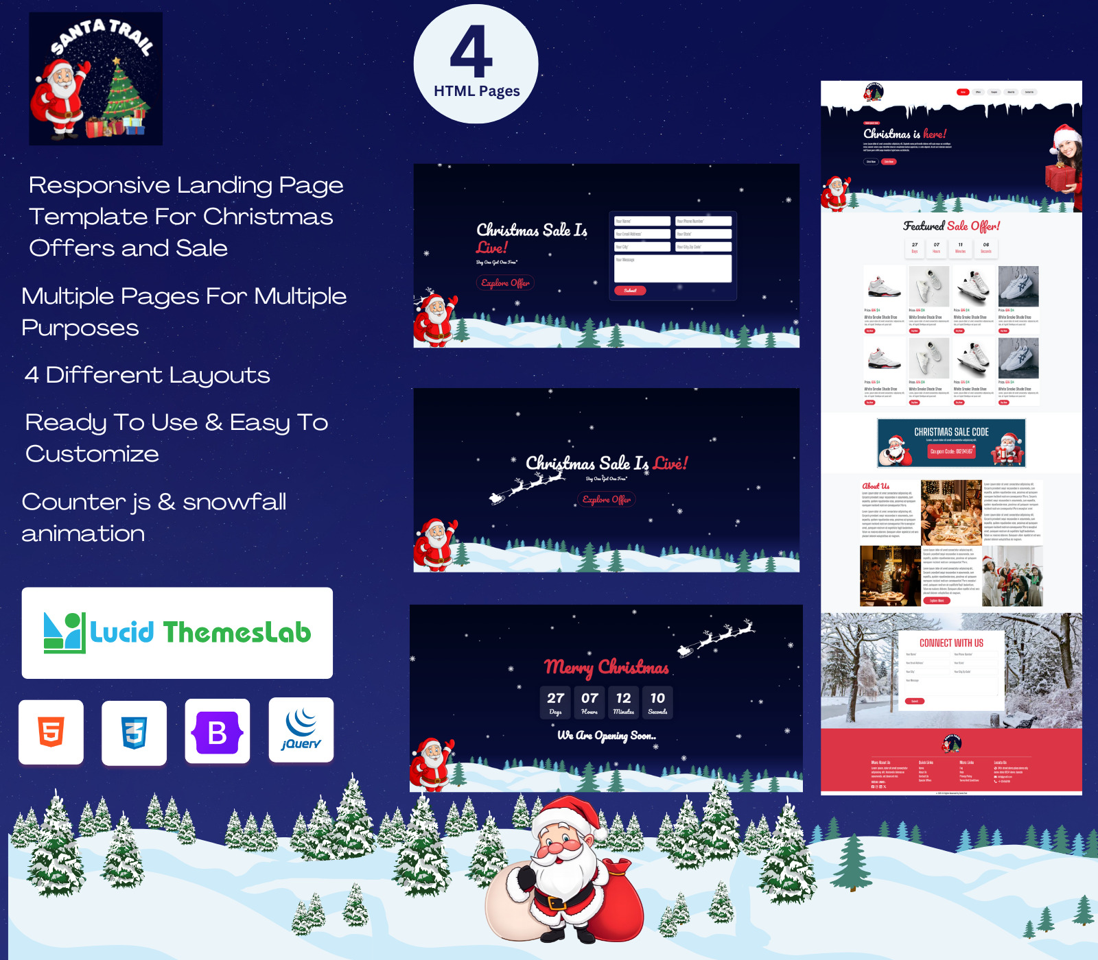Santa Trail | Bootstrap Landing Page For Christmas Offers, Sale ...