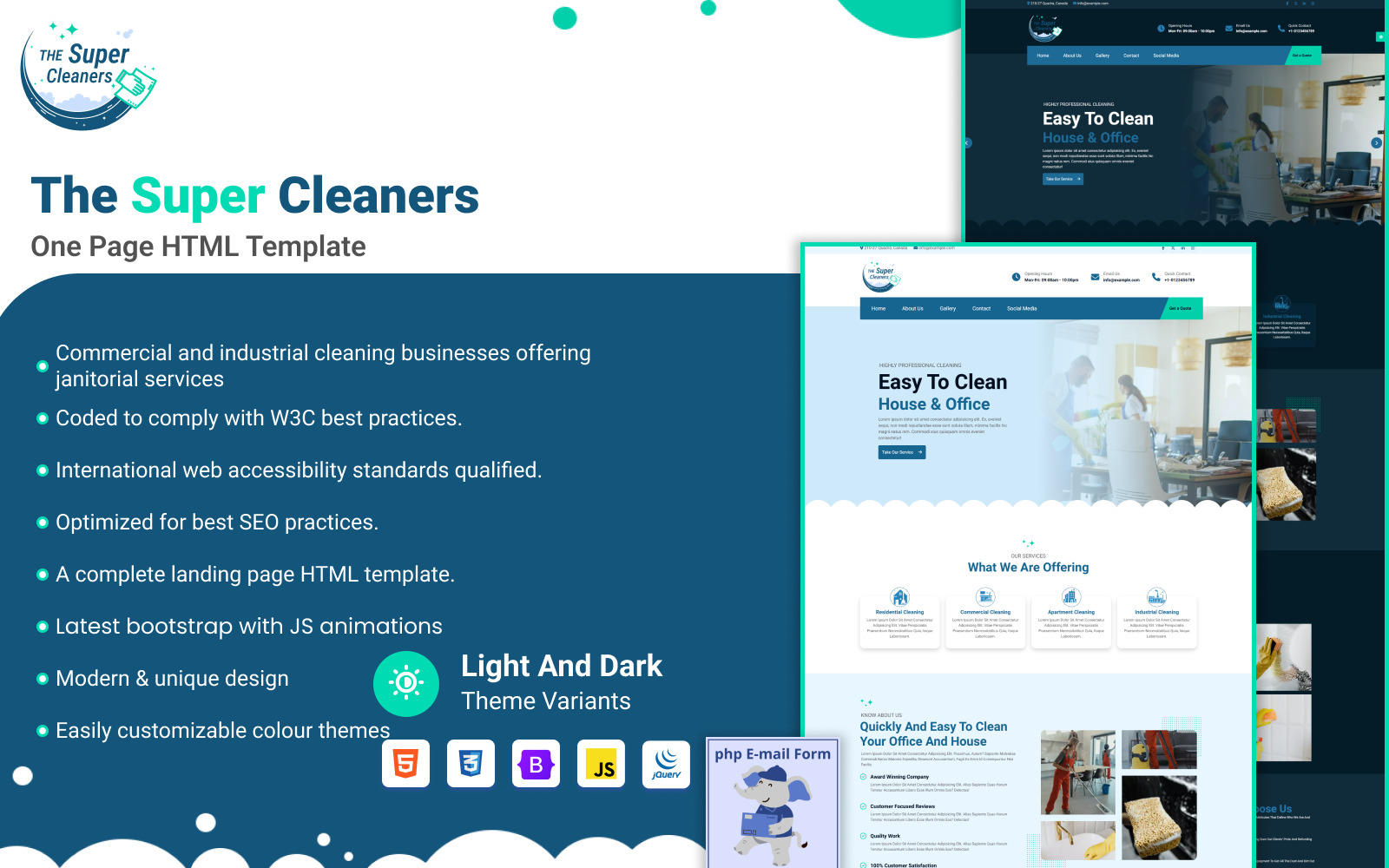 The Super Cleaners - A Multipurpose Responsive HTML One-Page Website ...