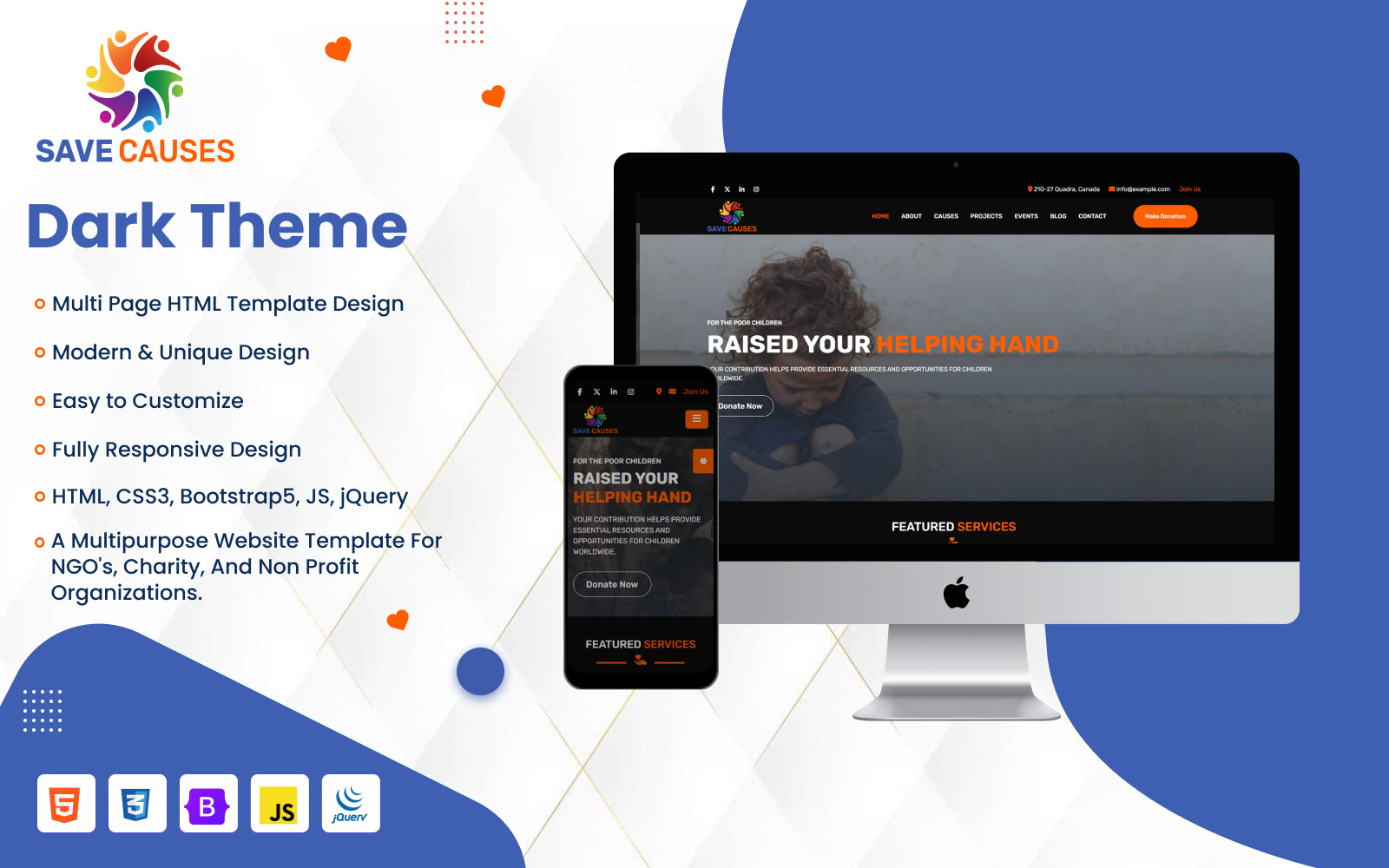 Save Causes NGO Multipage HTML and Bootstrap5 Website Template