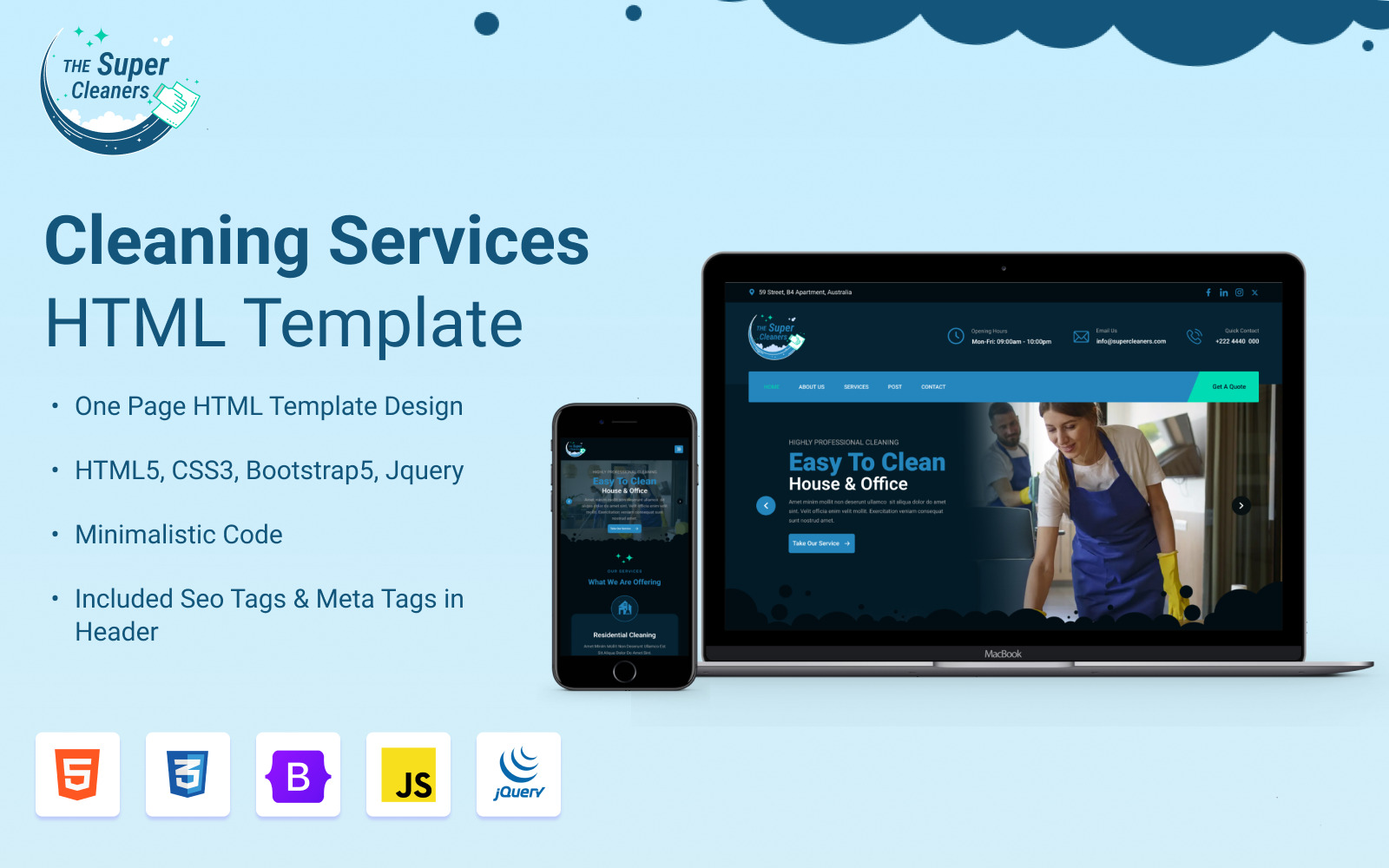The Super Cleaners - A Multipurpose Responsive HTML One-Page Website ...