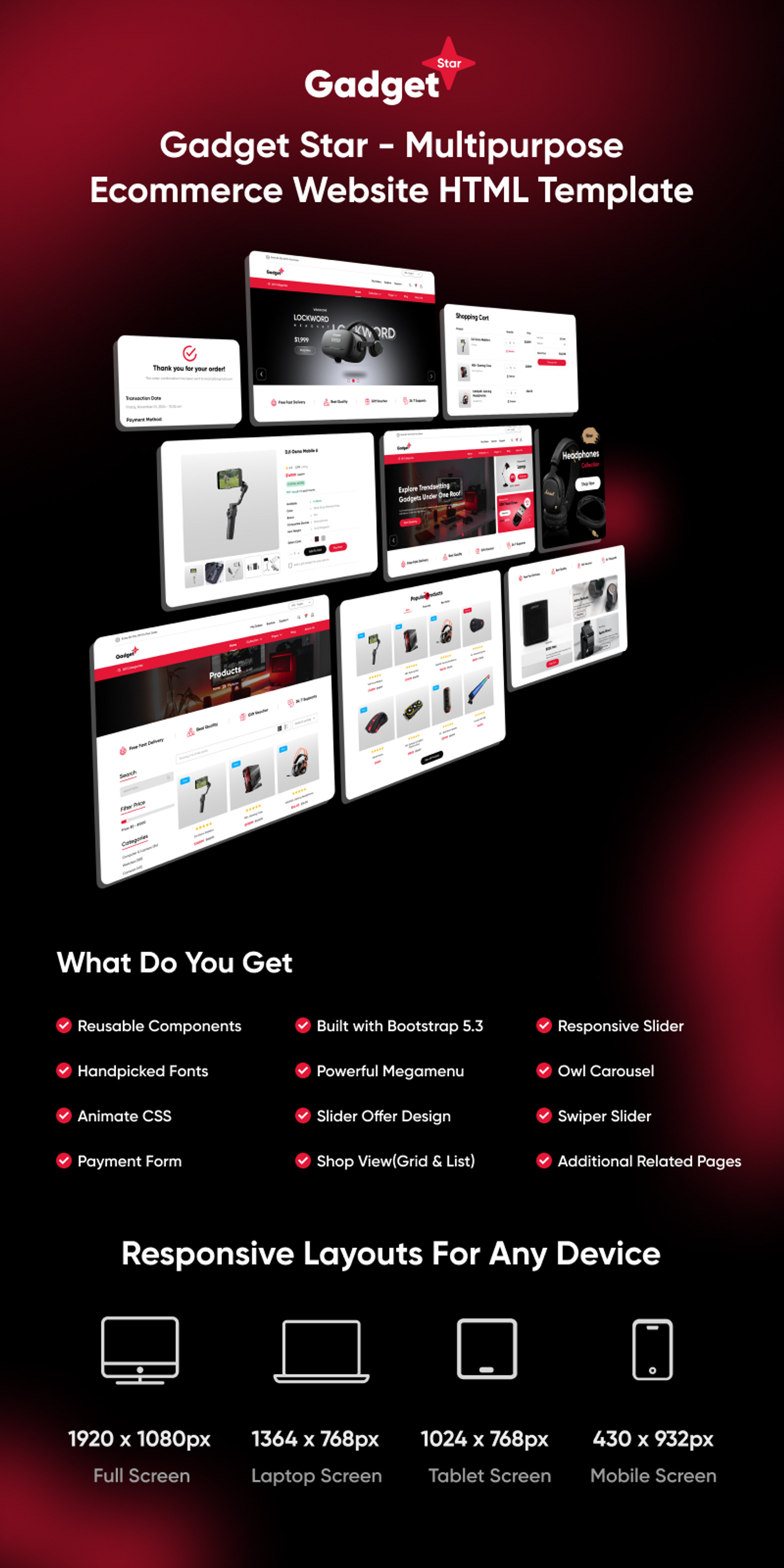 Gadget Star - Multipurpose E-Commerce Website HTML Template