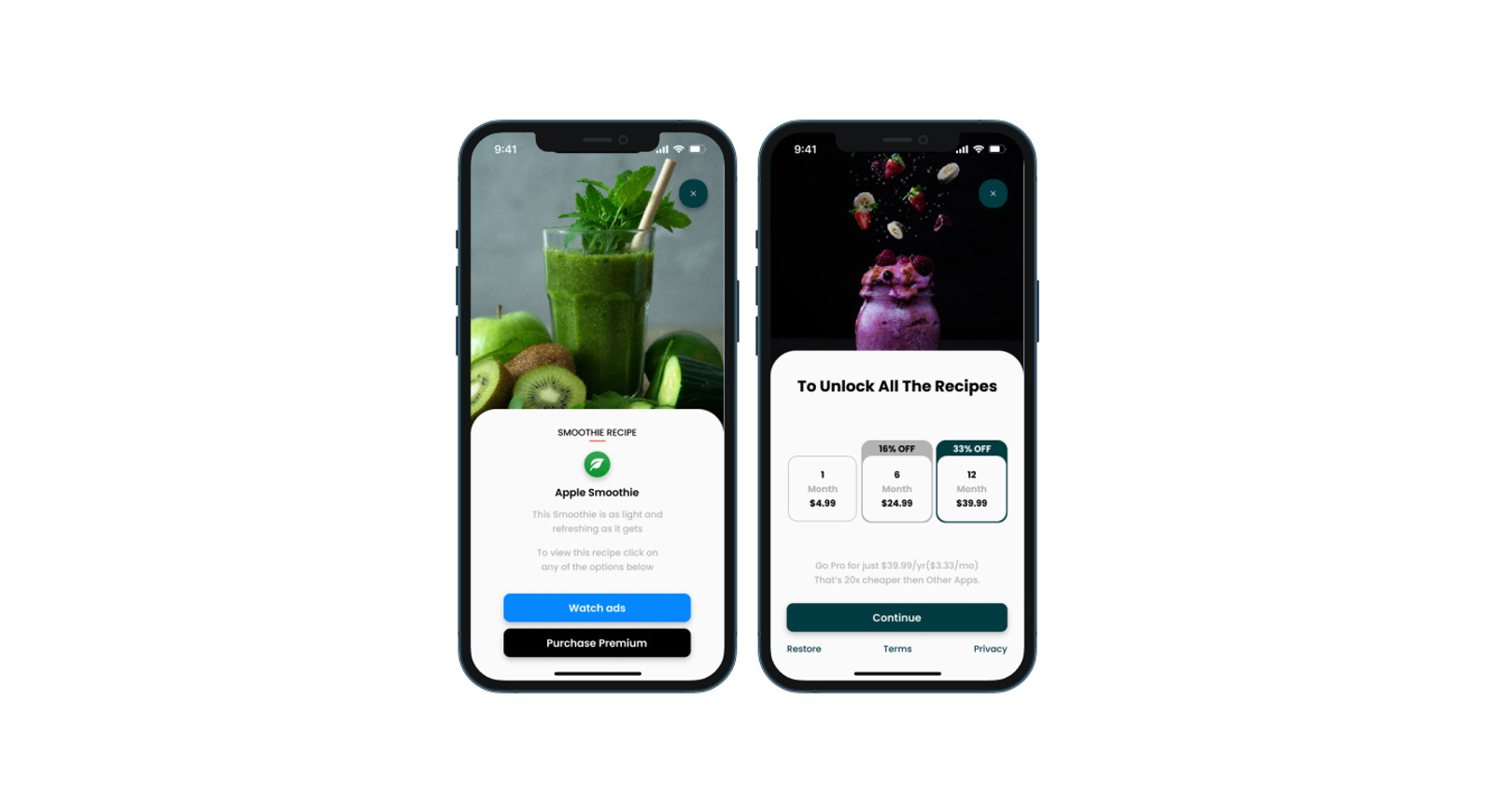 Blendify - Smoothie Recipe Mobile App UI Kit for Figma