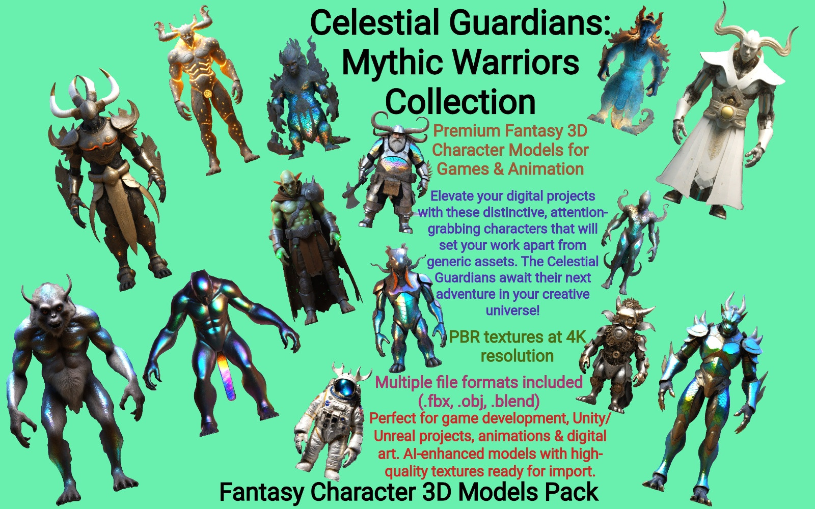Celestial Guardians: Mythic Warriors Collection Free 3D Model