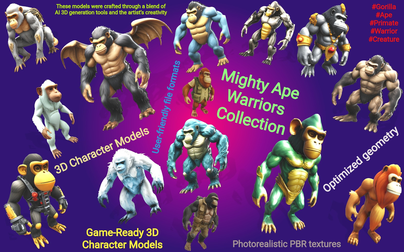 Mighty Ape Warriors Collection 3D Model - TemplateMonster