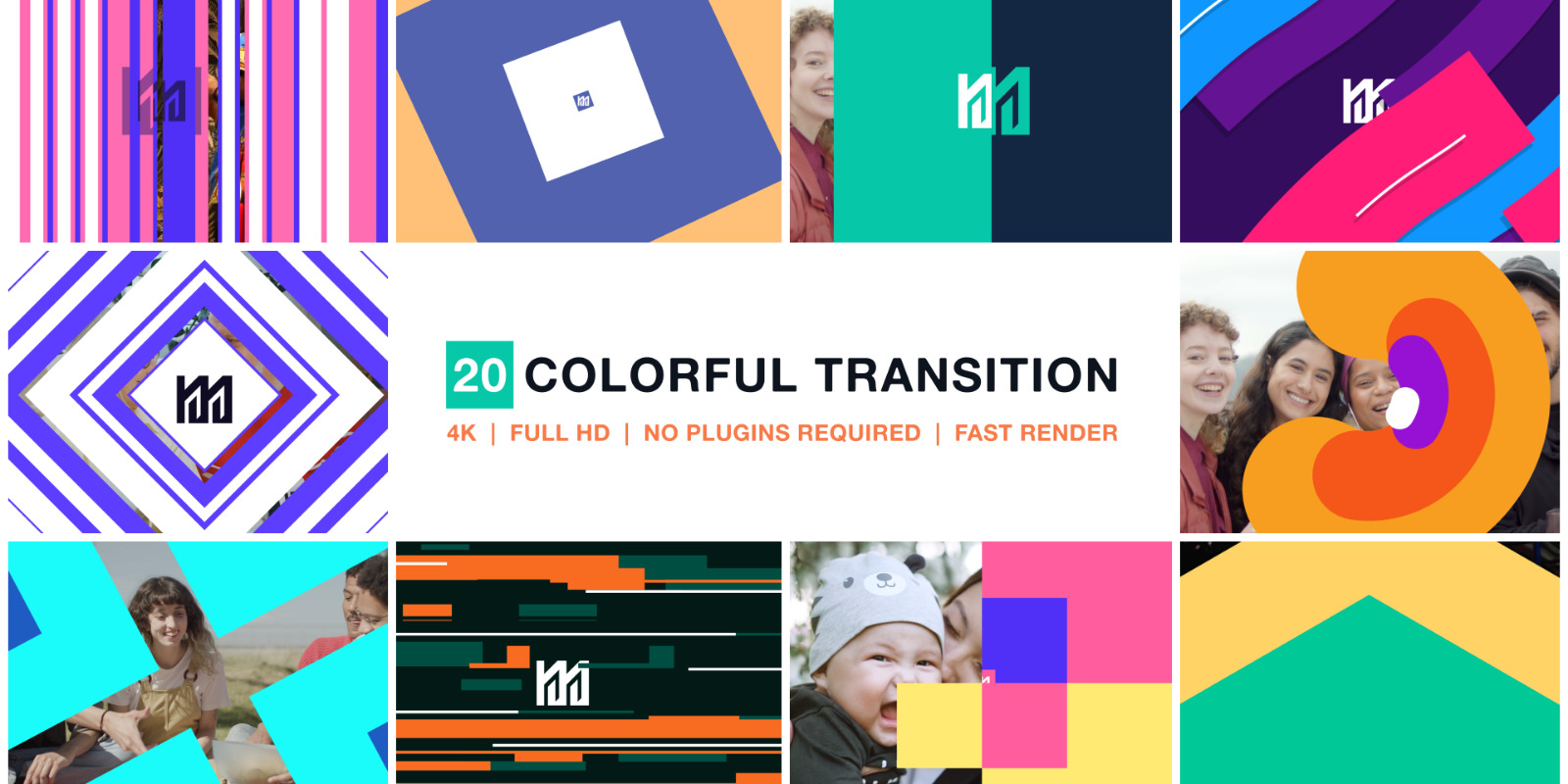 Colorful Logo Transition Pack After Effects Templates