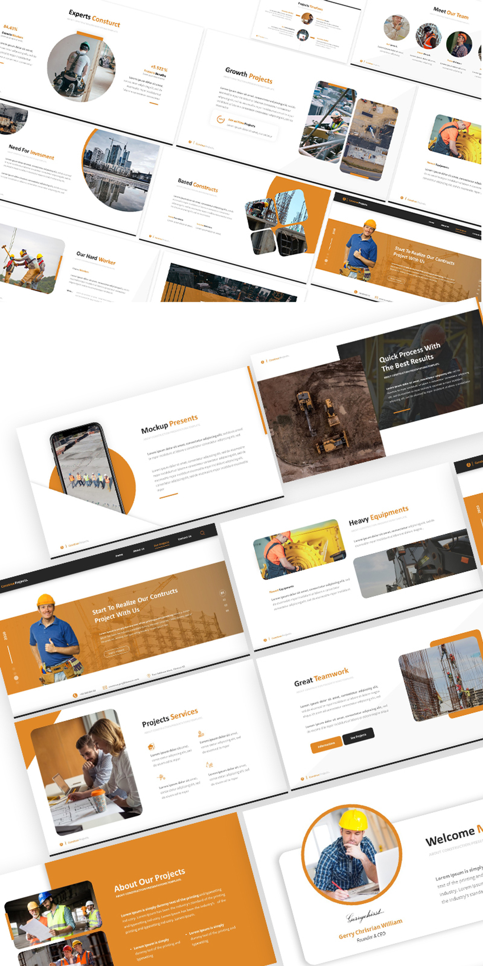 Construe Projects Google Slides Template - TemplateMonster