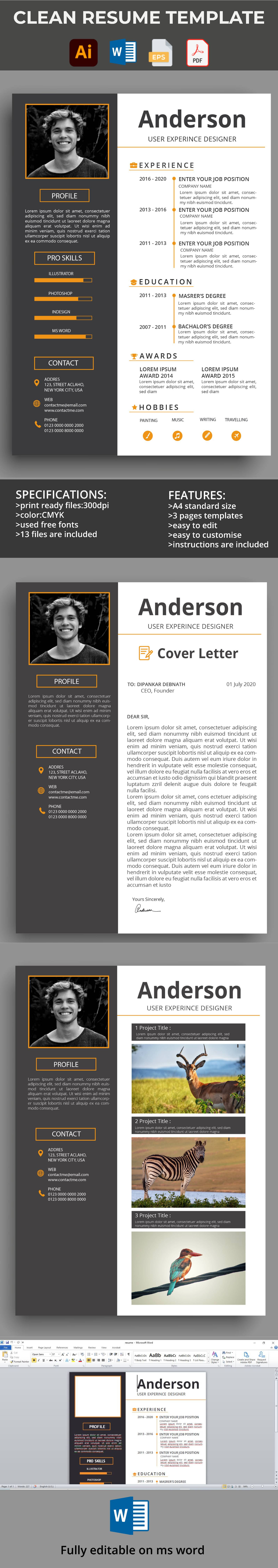 Professional & Clean Resume CV Template Design