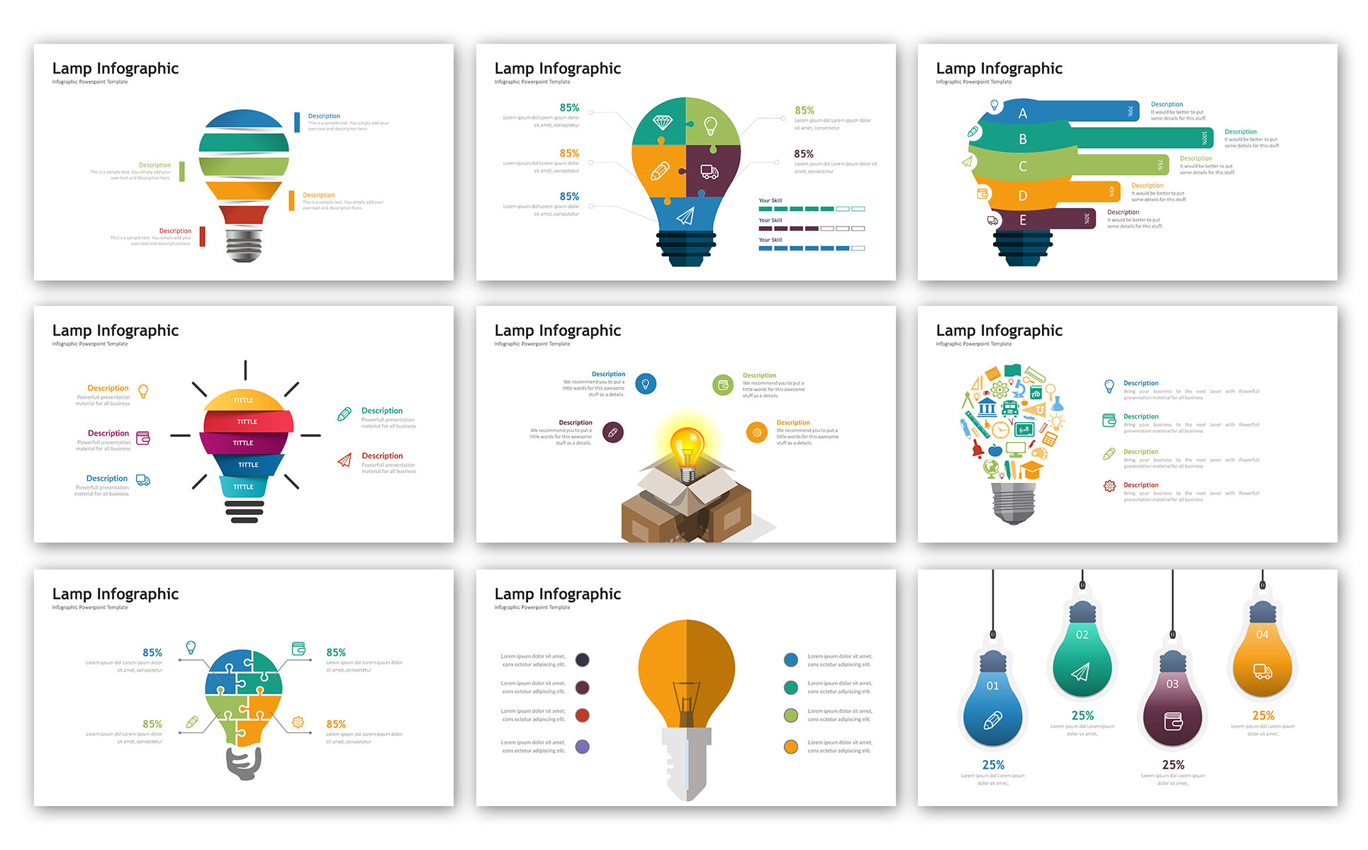 Lamp - Infographic Presentation PowerPoint Template #73417