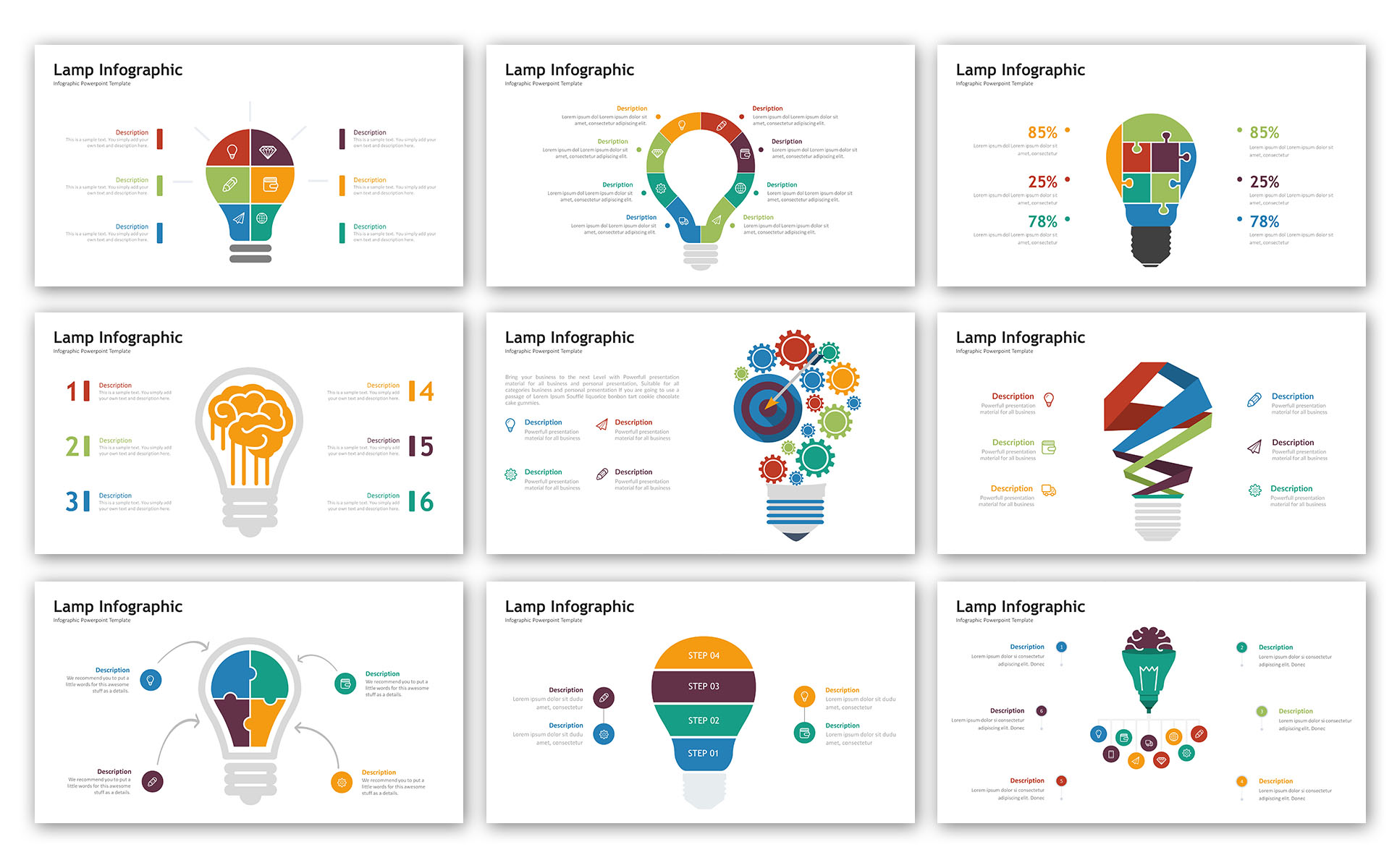 Lamp - Infographic Presentation PowerPoint Template #73417