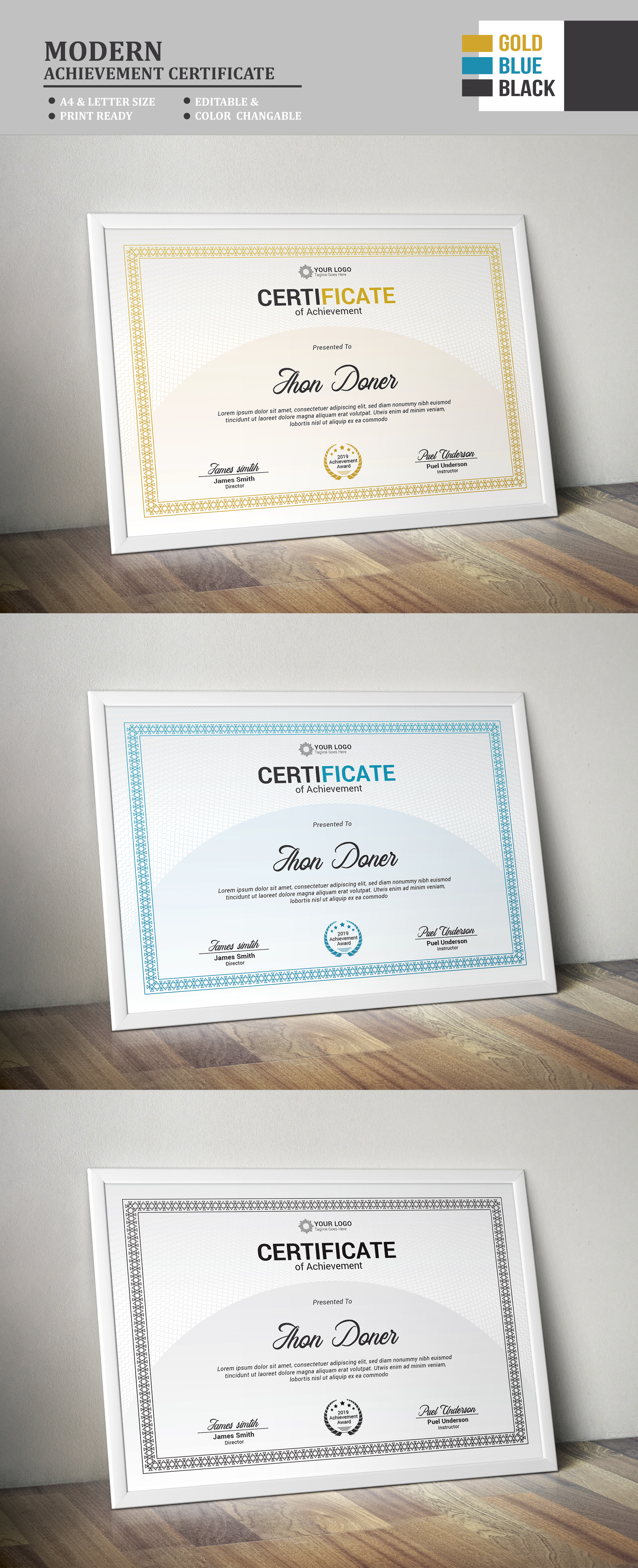 Modern Diploma, Achievement Certificate Template #89052