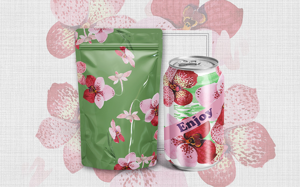 Watercolor Red Orchid Wanda PNG Creative Set Illustration #71648