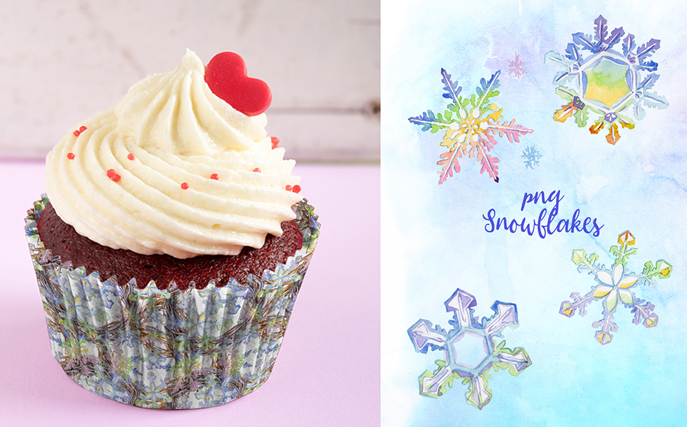 Nice Snowflakes PNG Watercolor Set Illustration #71945