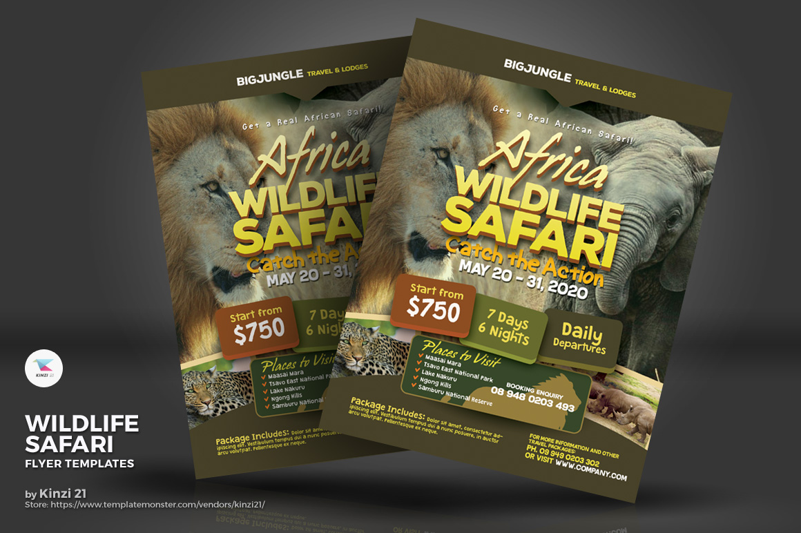 Wildlife Safari Flyers Corporate Identity Template #70806