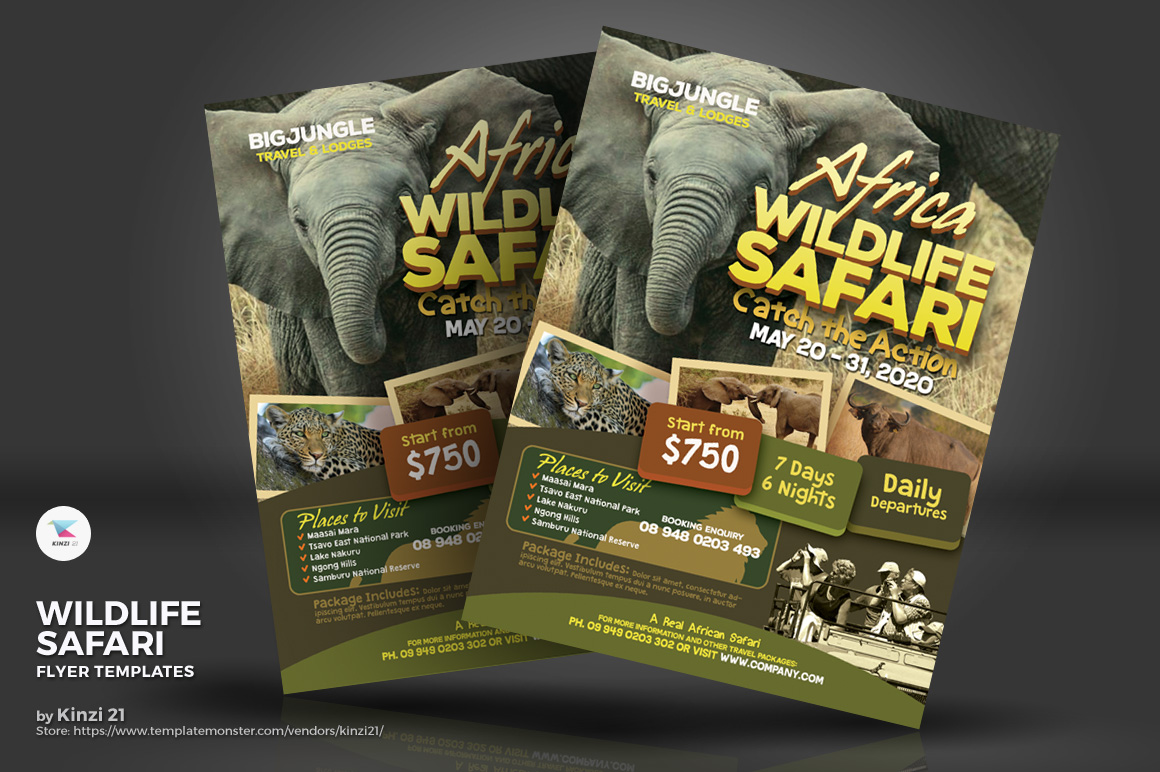 Wildlife Safari Flyers Corporate Identity Template #70806