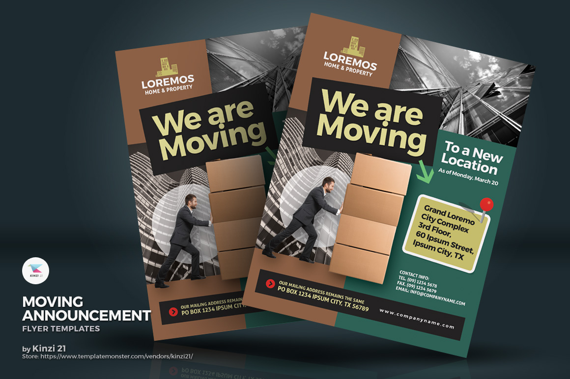 Moving Announcement Flyer Corporate Identity Template #98784