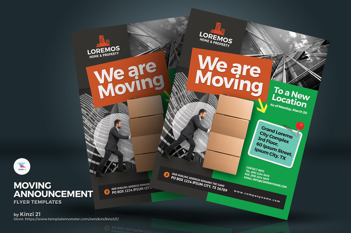 Moving Announcement Flyer Corporate Identity Template #98784