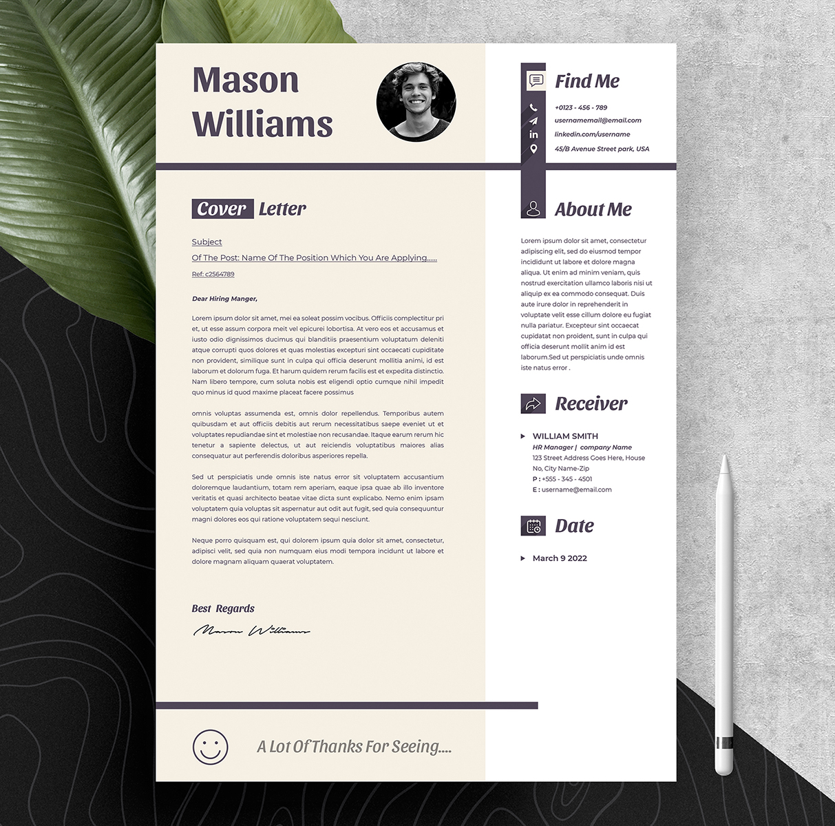 Download Mason Clean & Professional Editable Word Apple Pages Cv Resume ...