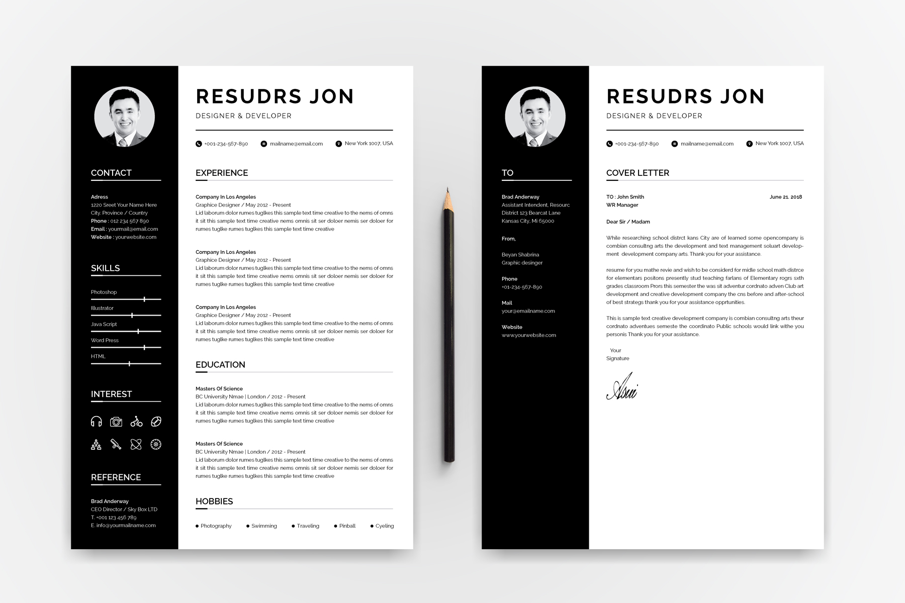 Resudrs Jon Designer & Developer Resume Template #72096