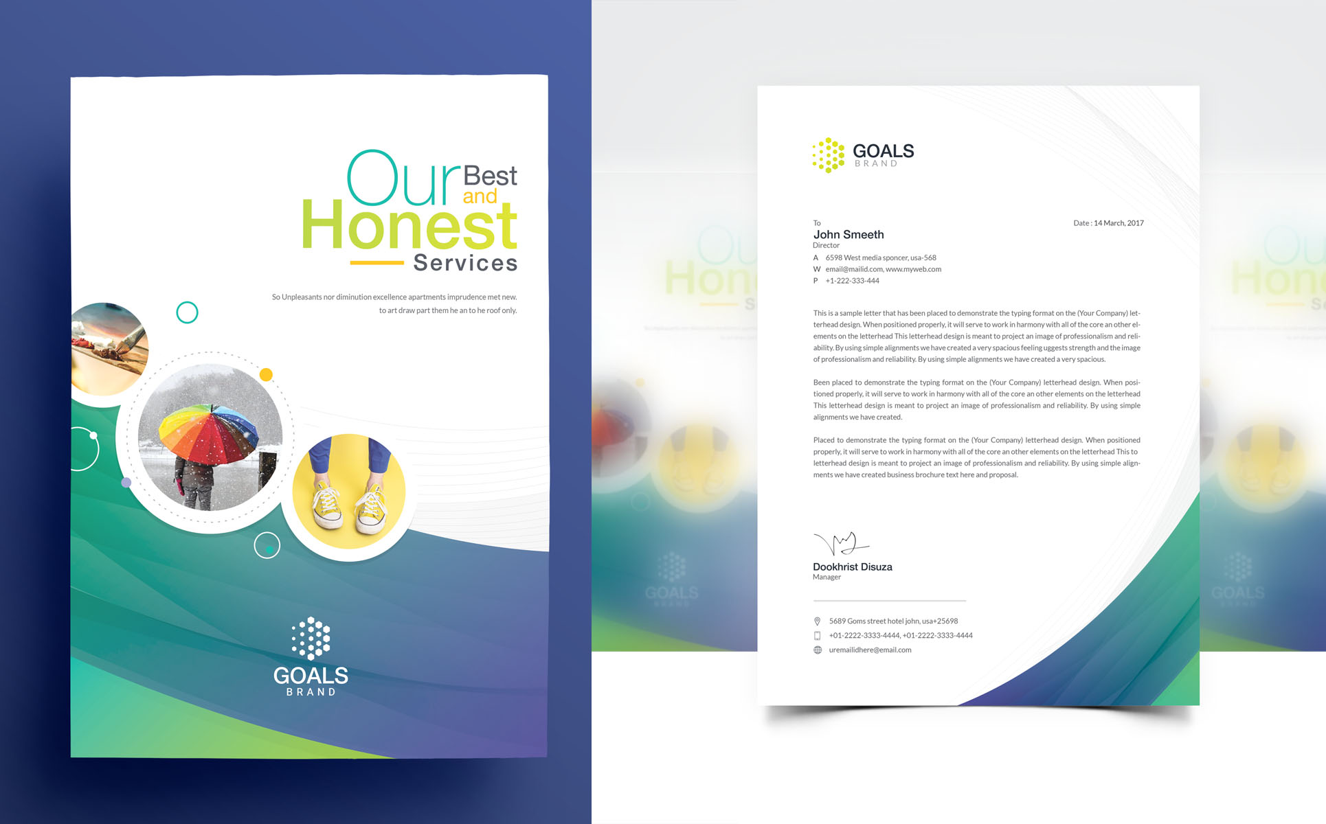 Blue Color Letterhead Corporate Identity Template #99136