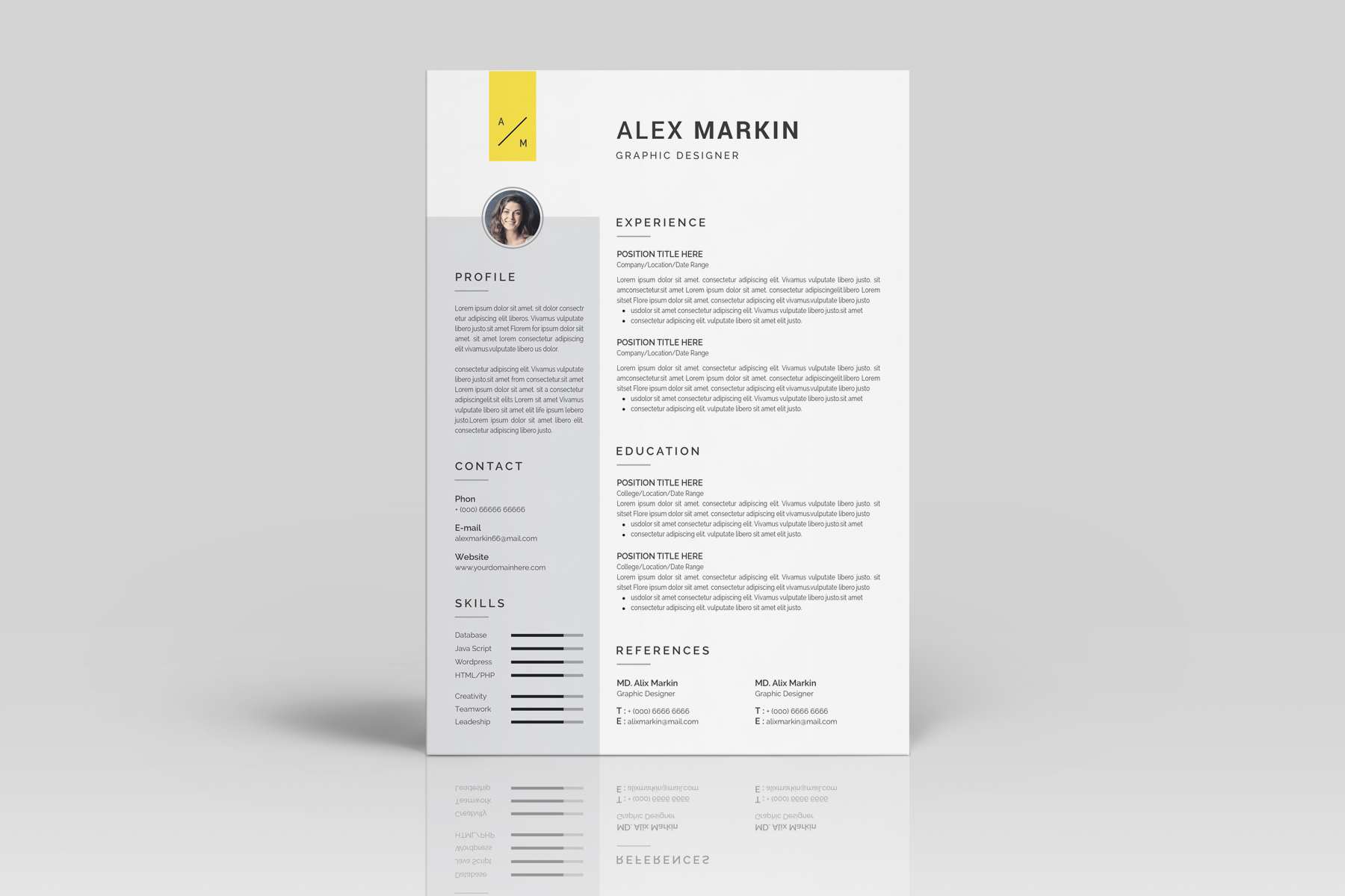 Alex Markin Modern Resume Template #73476