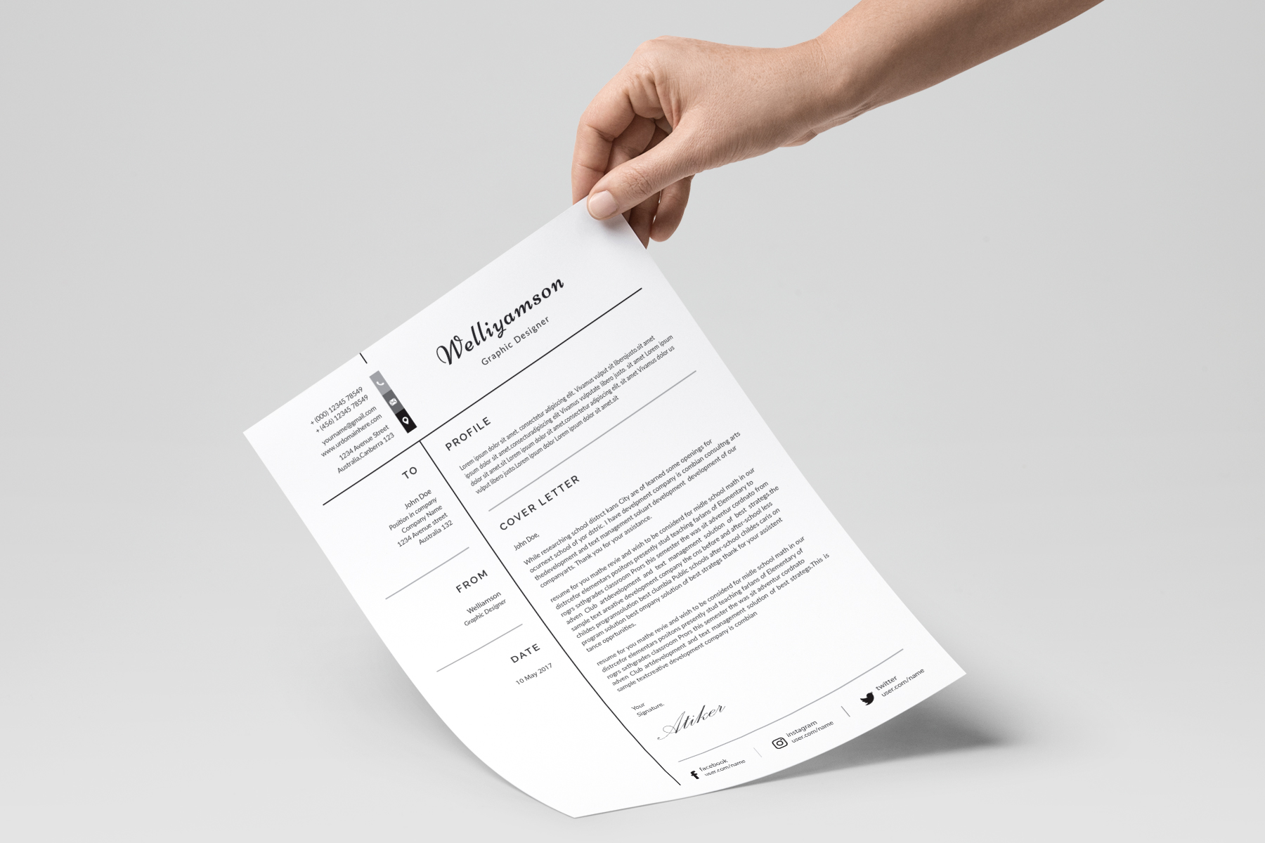 Welliyamson Clean Resume Template #78547