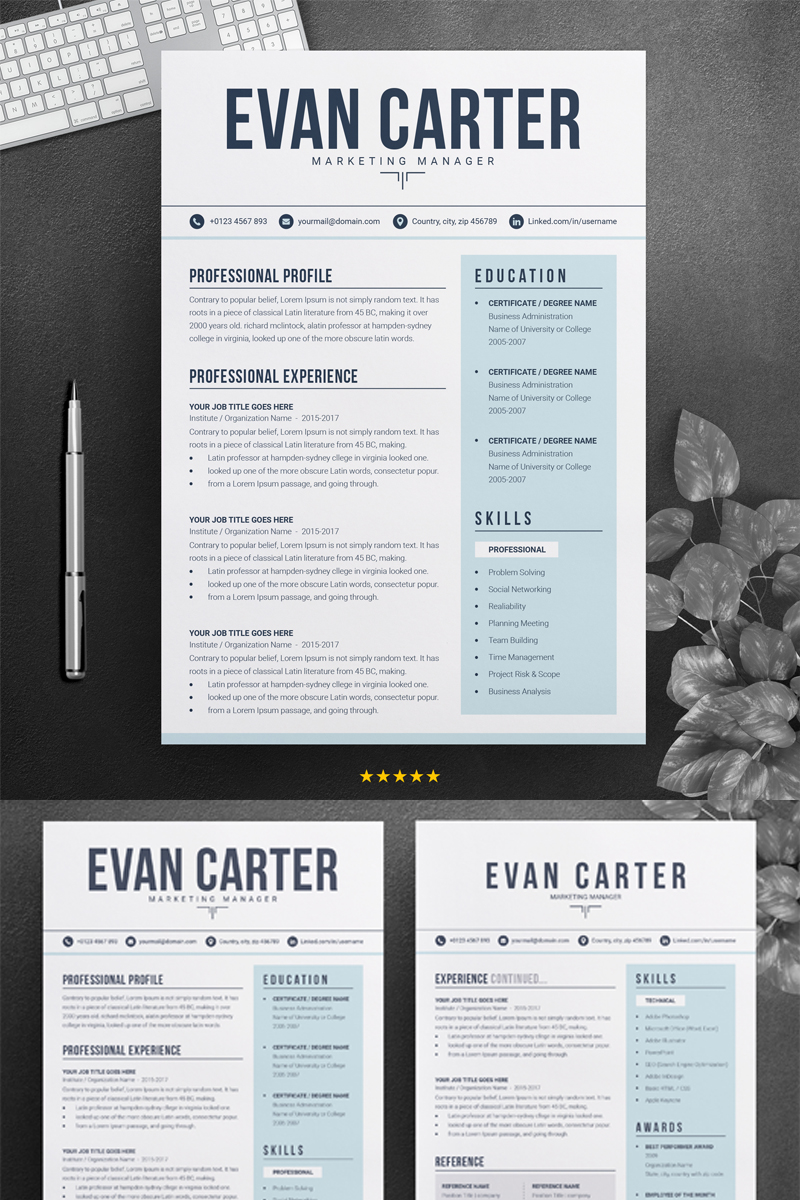 Evan Resume Template #74506