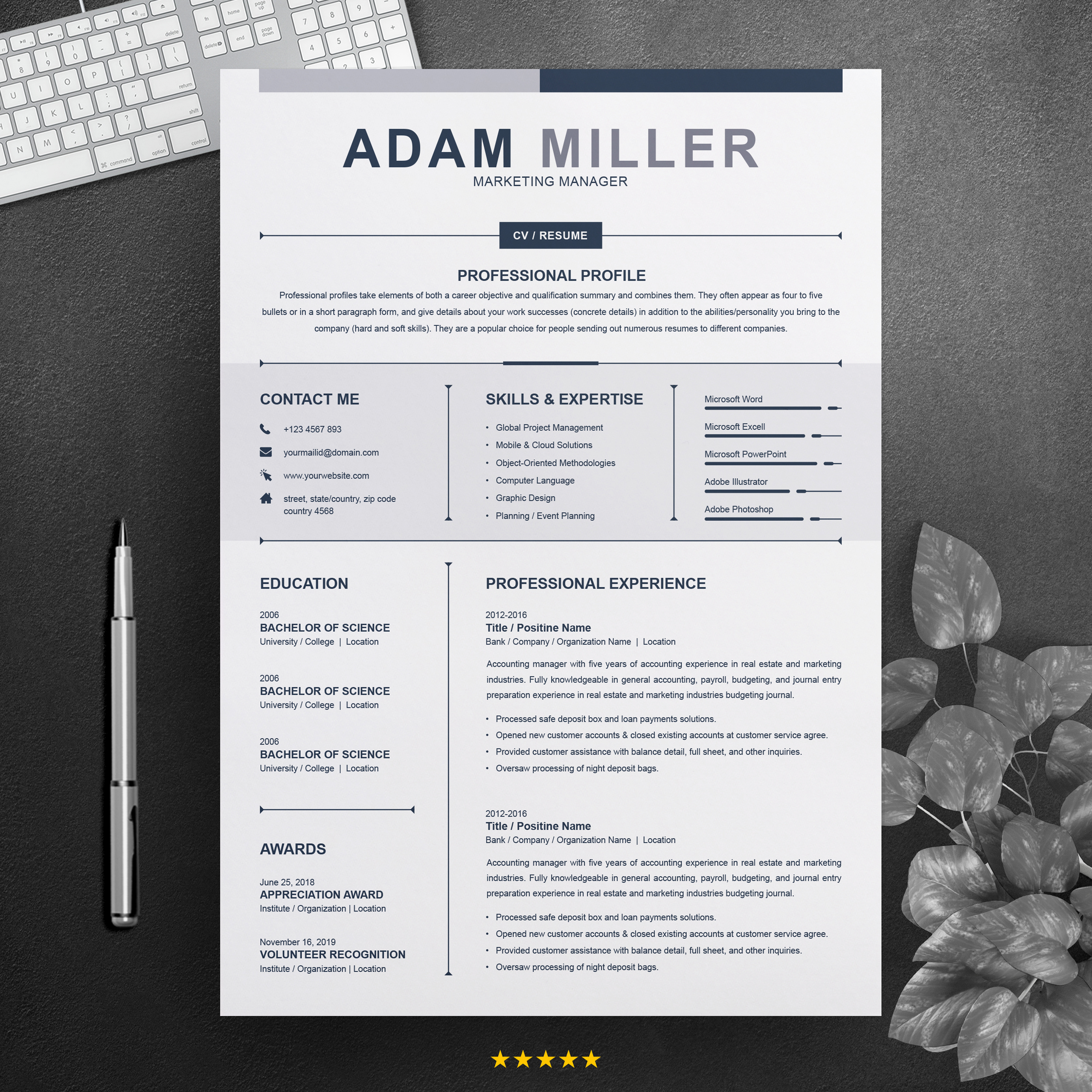 Adam Miller Clean & Creative Resume Template #76023