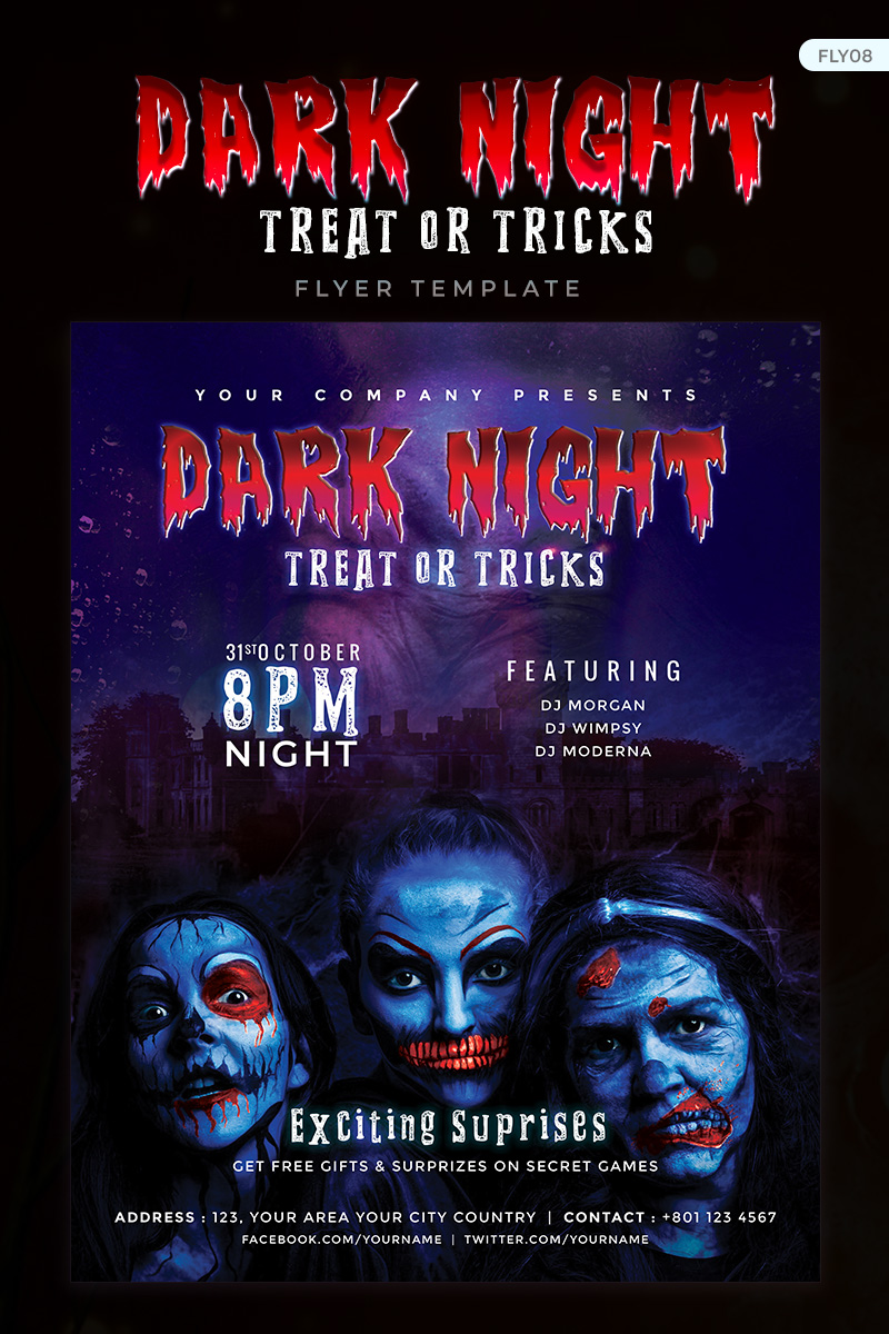 Dark Night - Halloween Party Flyer Design Corporate Identity Template ...