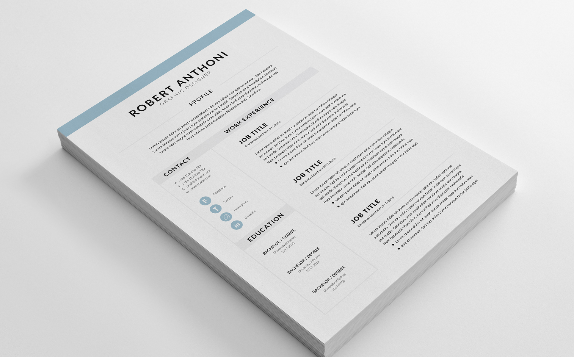 4 Page Professional Clean Template Modelo de Currículo №73825