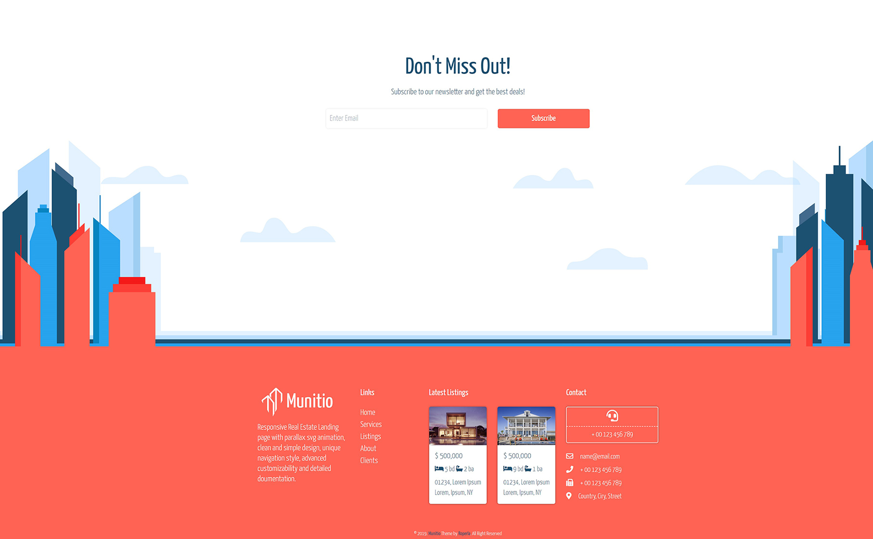 Munitio - Responsive Real Estate Landing Page Template #82505
