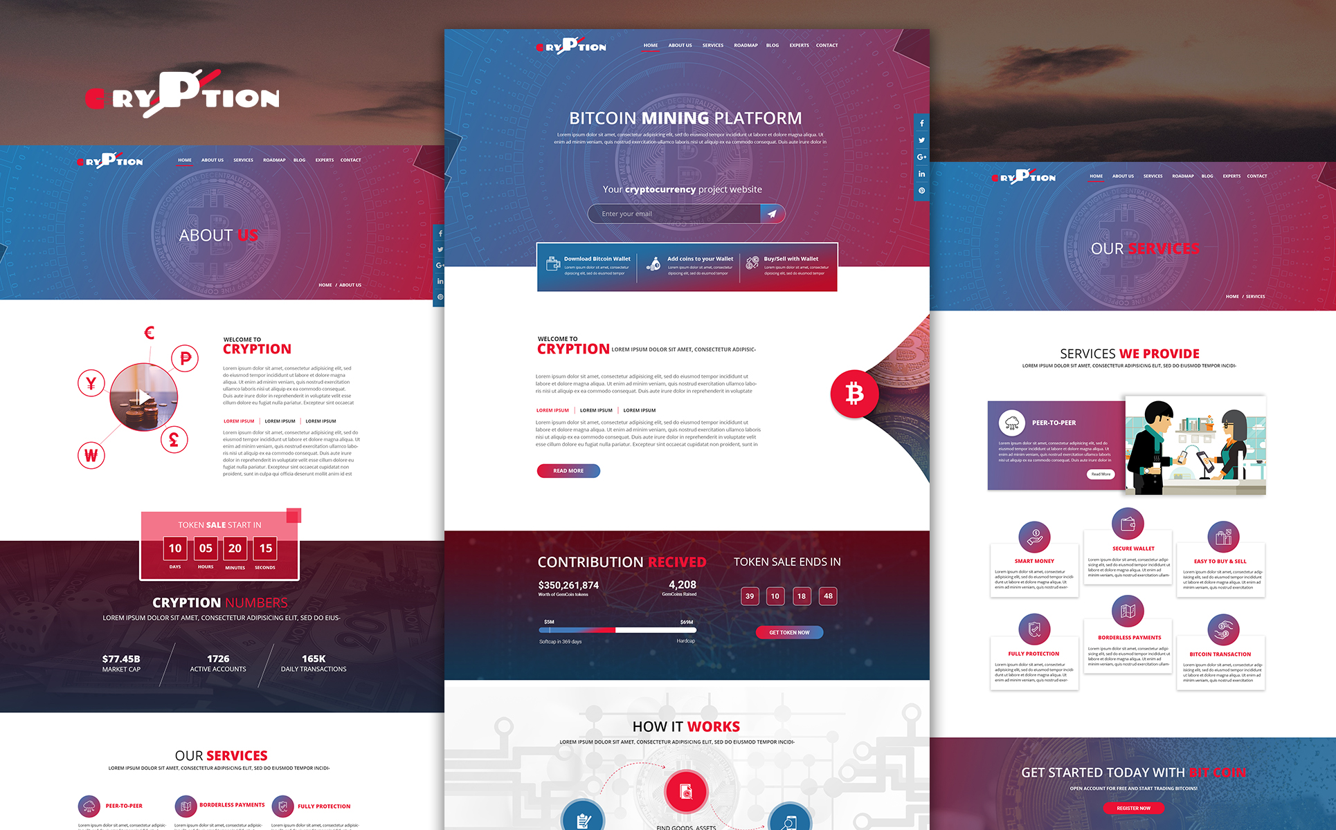 Cryption - Multipurpose Crypto PSD Template #74832